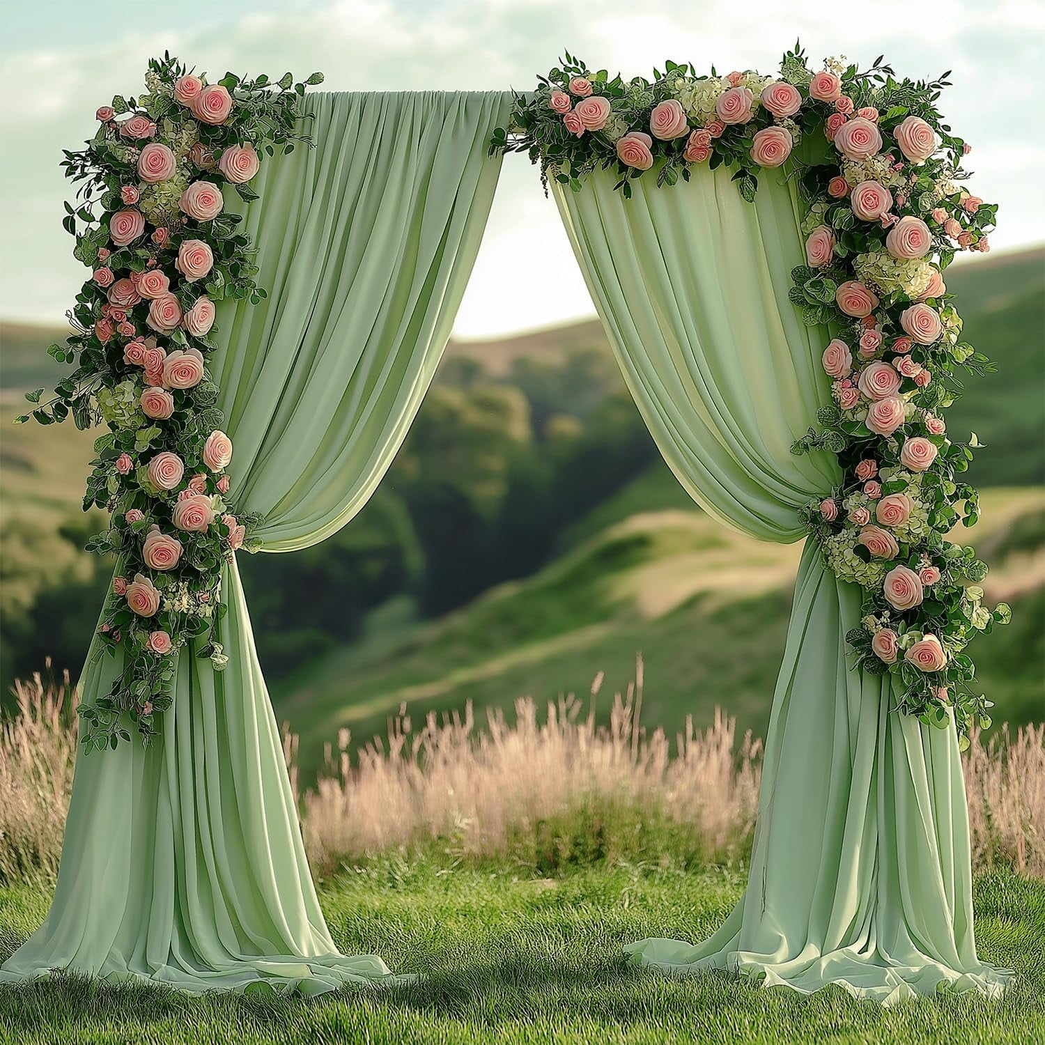 20x10ft Wrinkle Free Sage Green Backdrop Curtain for Parties Soft ...