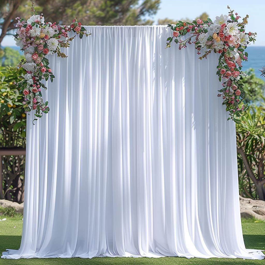 20x10ft Wrinkle Free White Backdrop Curtain for Parties Soft Fabric ...