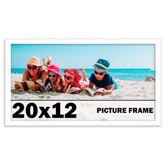 20x12 Frame White Solid Wood Picture Frame Includes UV Acrylic Shatter ...