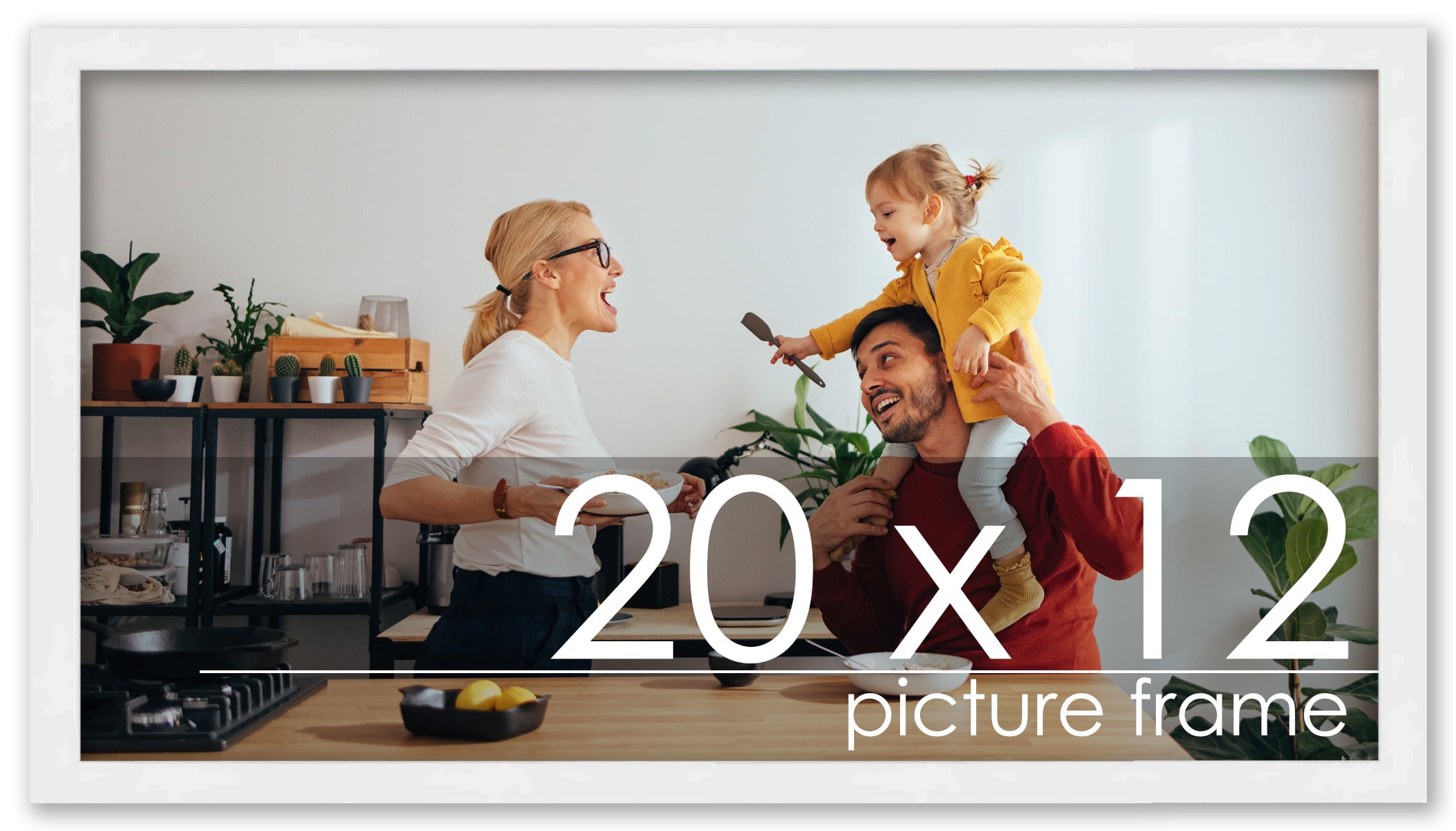 20x12 White Wood Picture Frame - UV Acrylic, Foam Board Backing ...