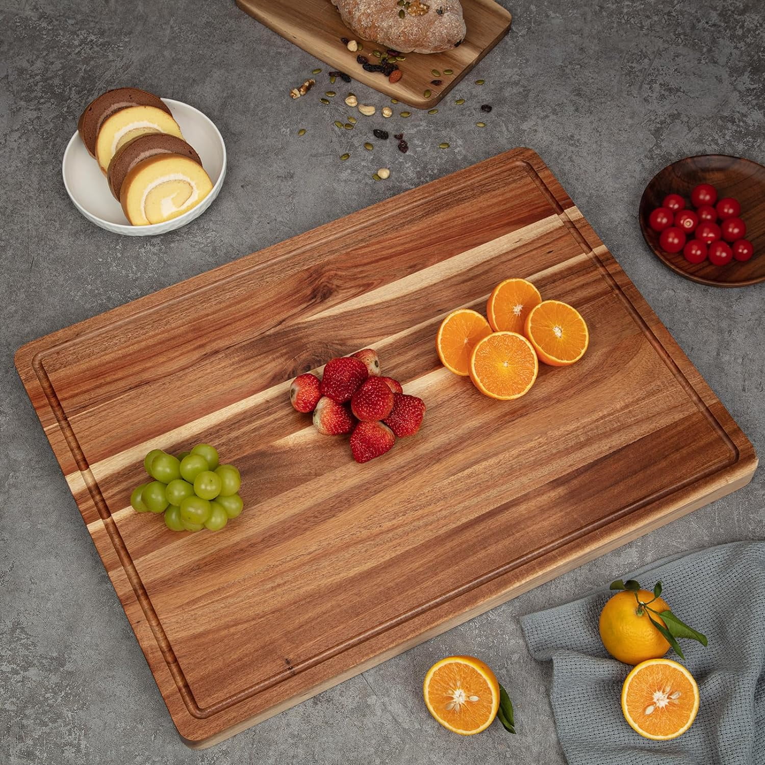 20x15 Inch Acacia Cutting Board for Kitchen, Large Wooden Cutting Board ...
