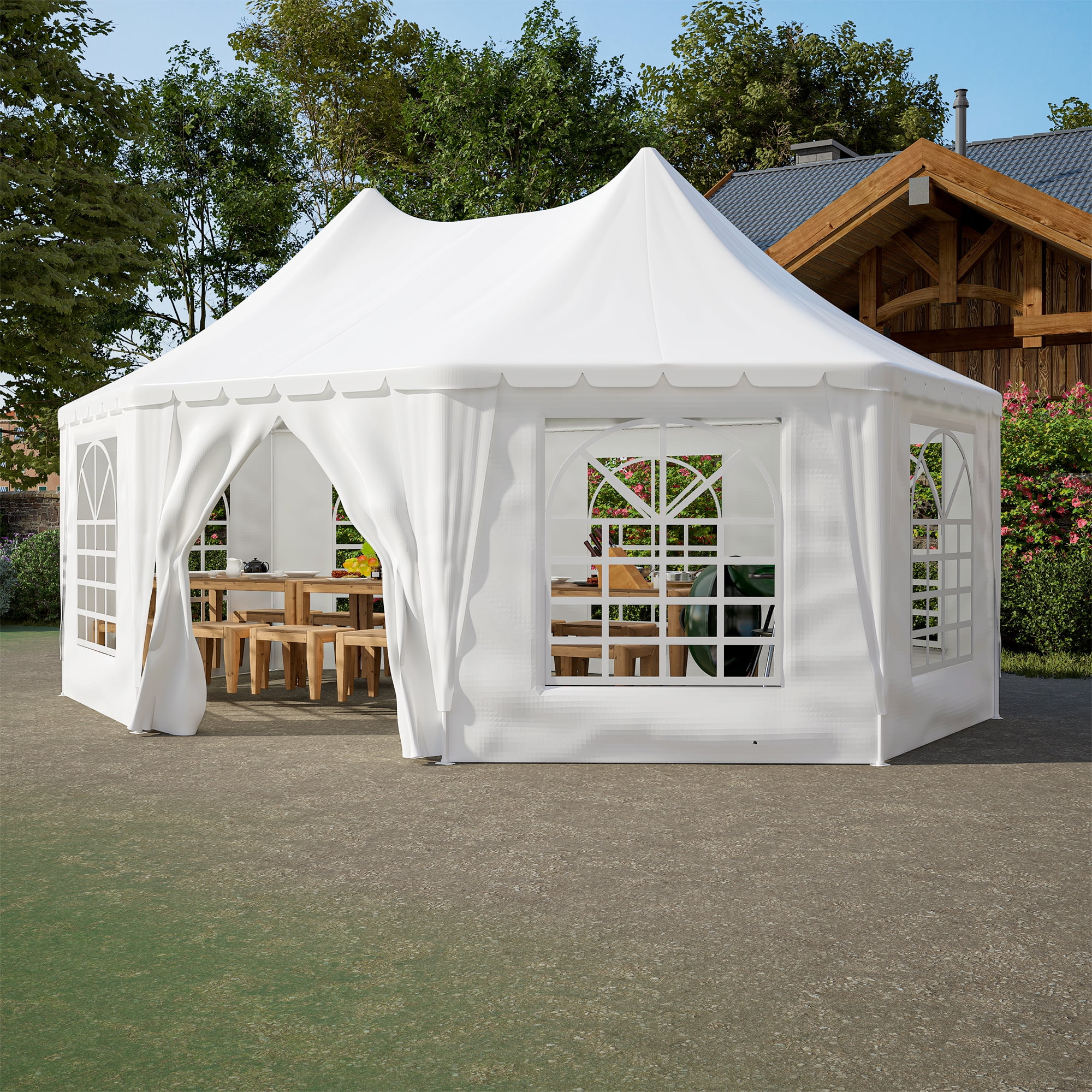 20x15 ft Party Tent, Heavy Duty Event Tent with 1 Doors and 7 Windows ...