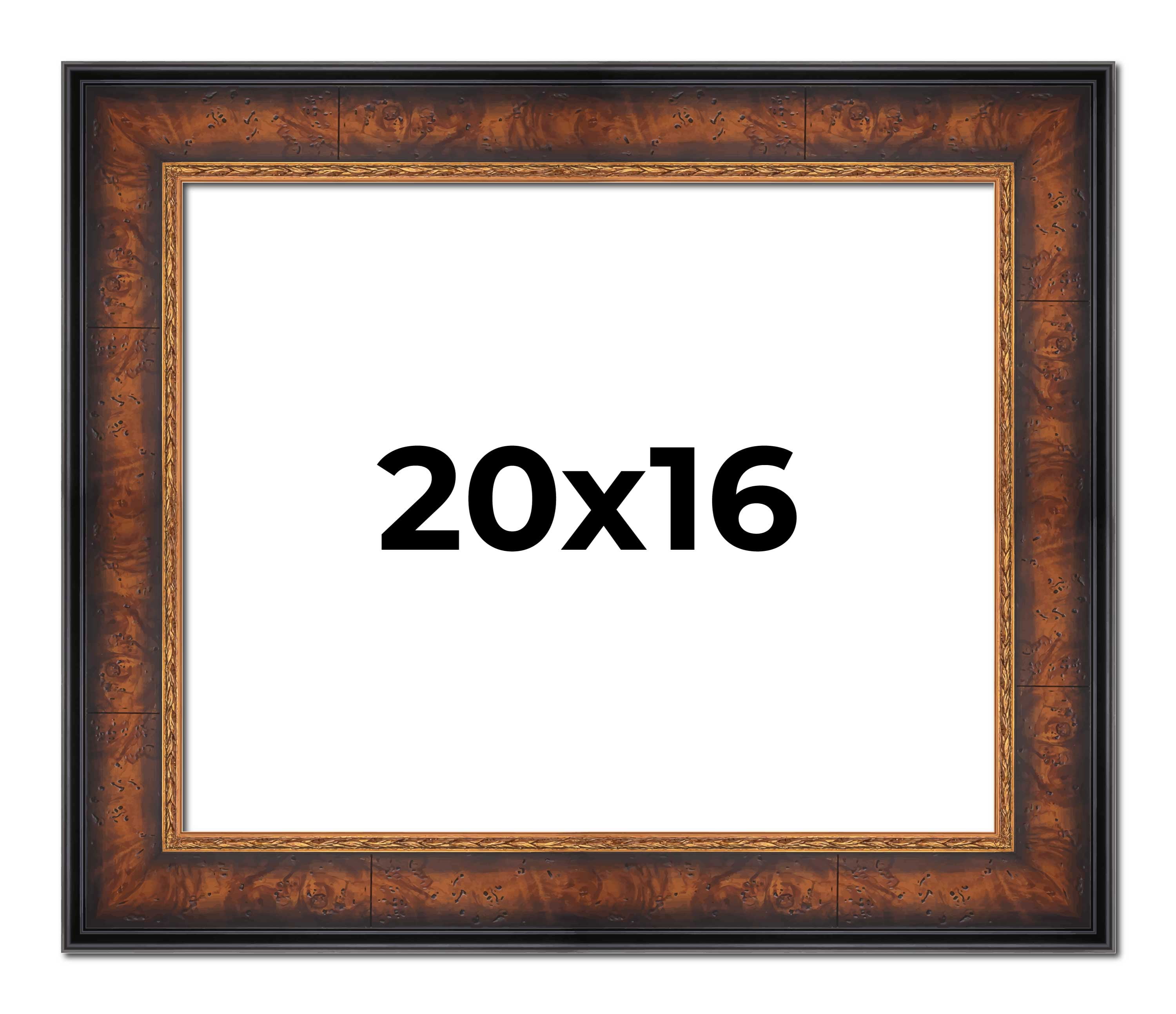 20x16 Frame Brown Walnut Gold Ornate Trim Solid Wood Plein Air Picture ...