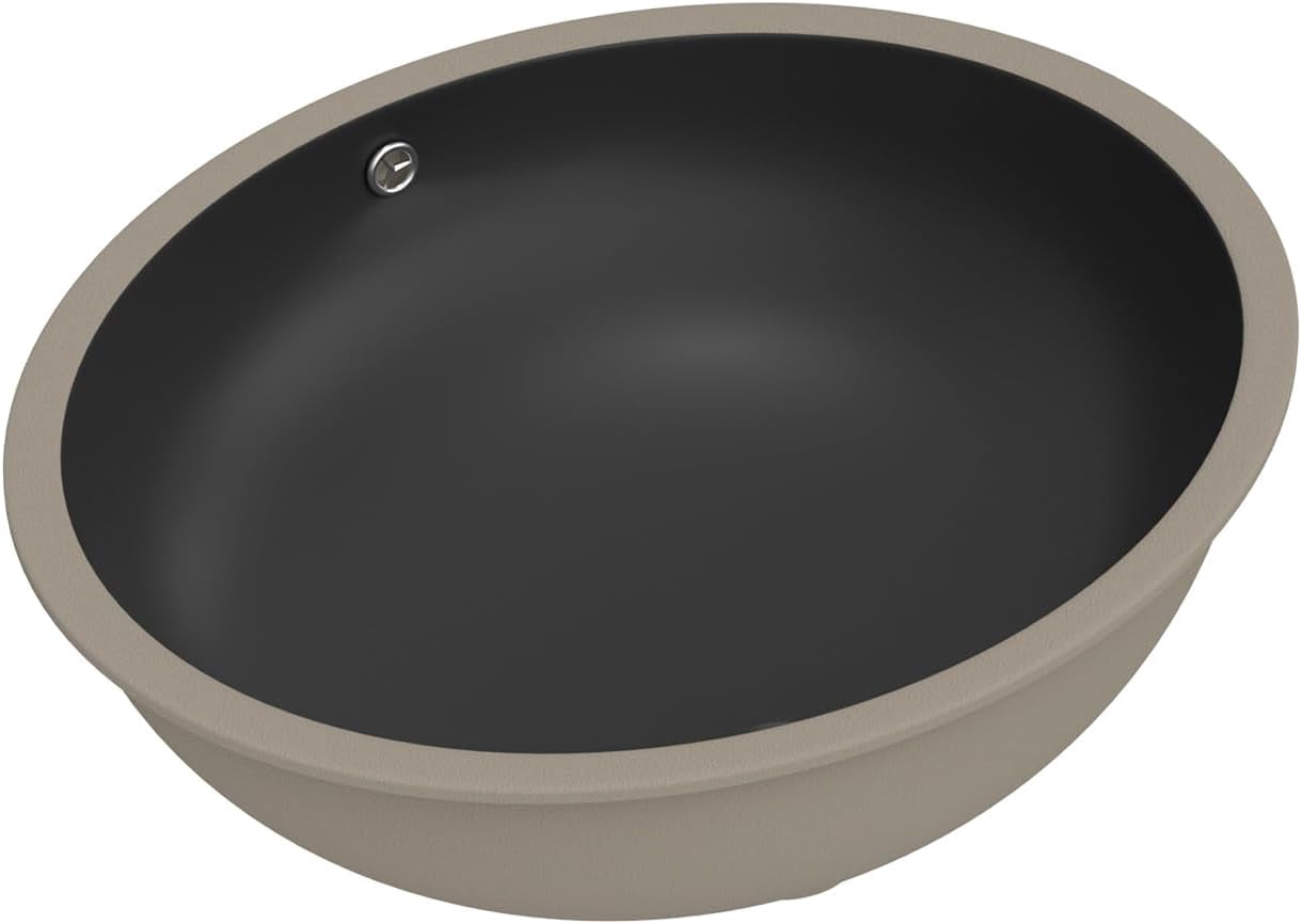 20x16 Inch Matte Black Oval Undermount Bathroom Sink with Overflow ...