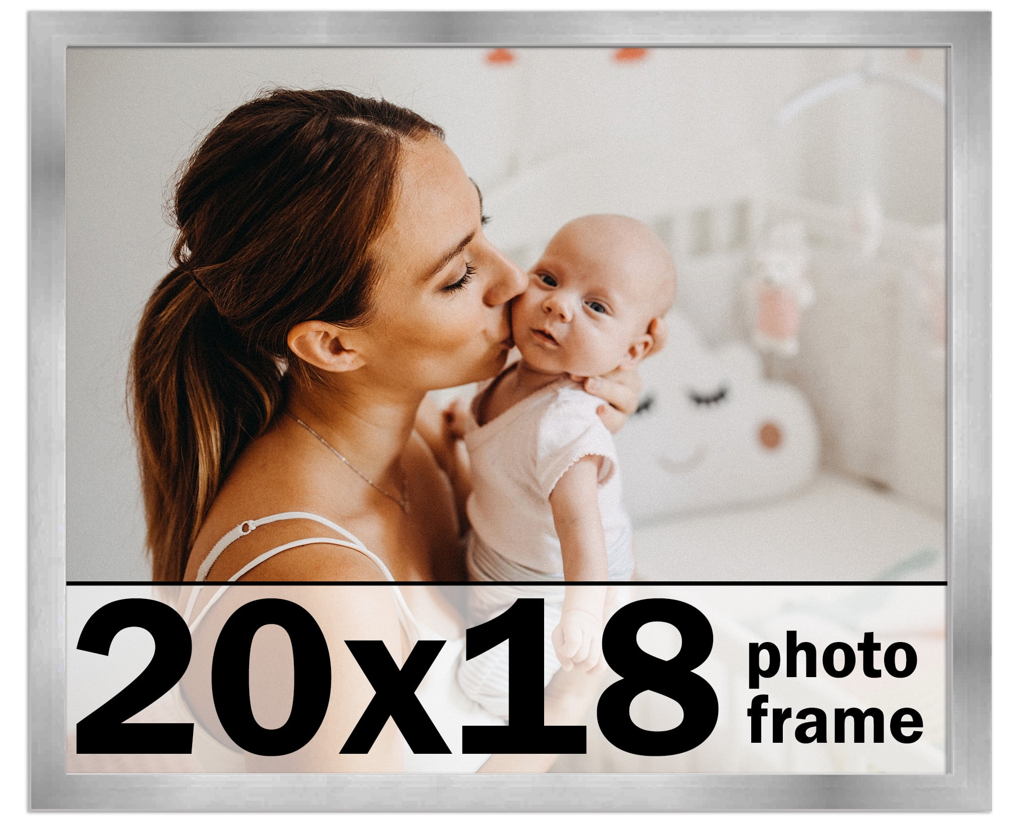 20x18 Frame Silver Stainless Steel Solid Wood Picture Frame | 0.75 Inch ...