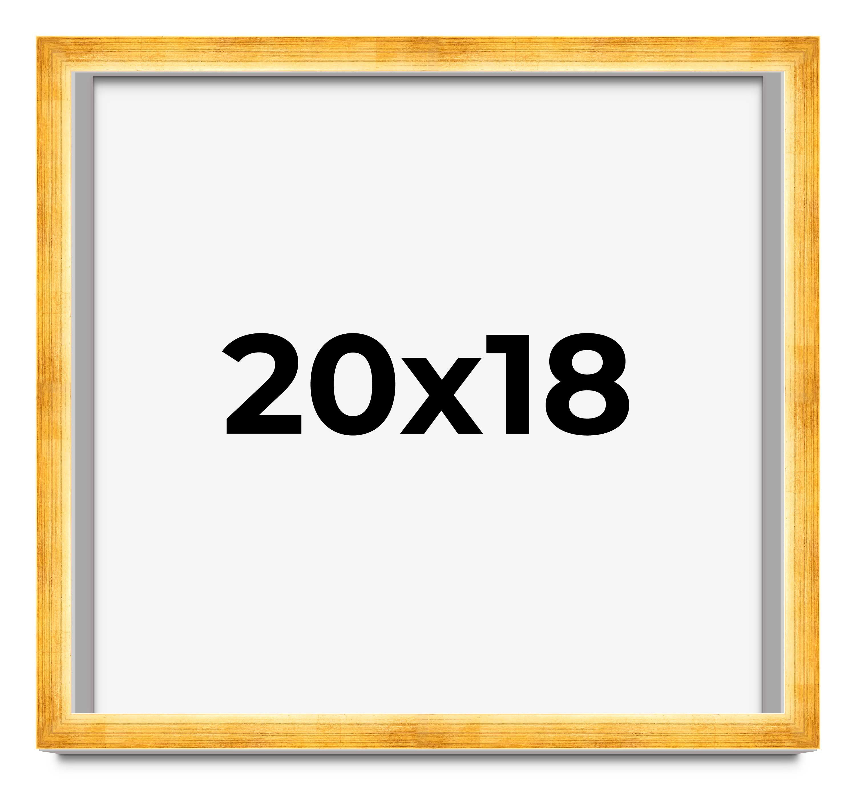 20x18 Shadow Box Frame Gold | 1.625 Inches Deep Real Wood Traditional ...