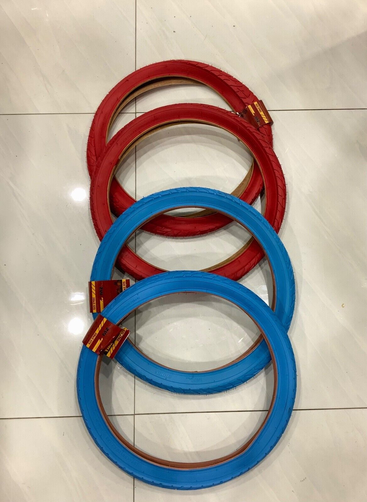 20x2.125(57-406)FOUR HIGH QUALITY STREET DESIGN RED BLUE BMX TIRES ...