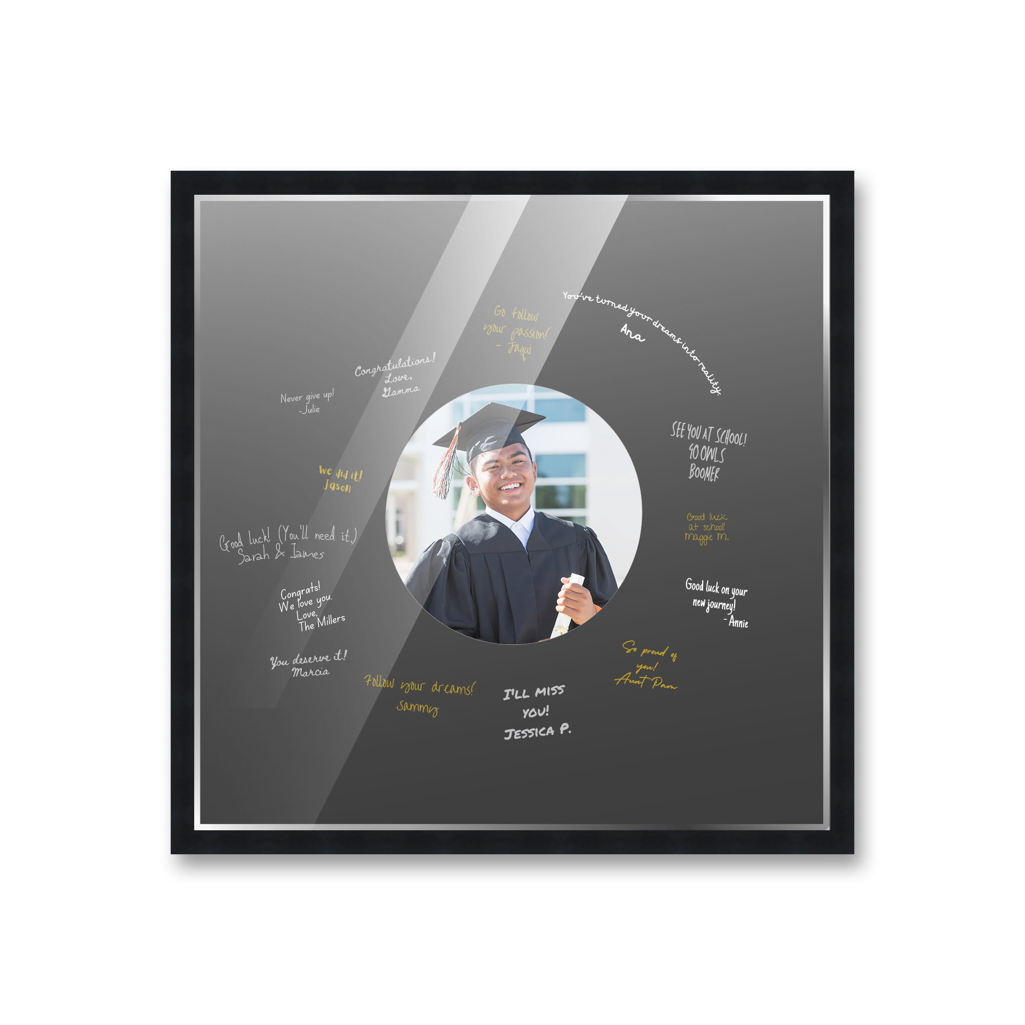 20x20 Black Autograph & Signature Frame with Black Circle Photo Mat for ...