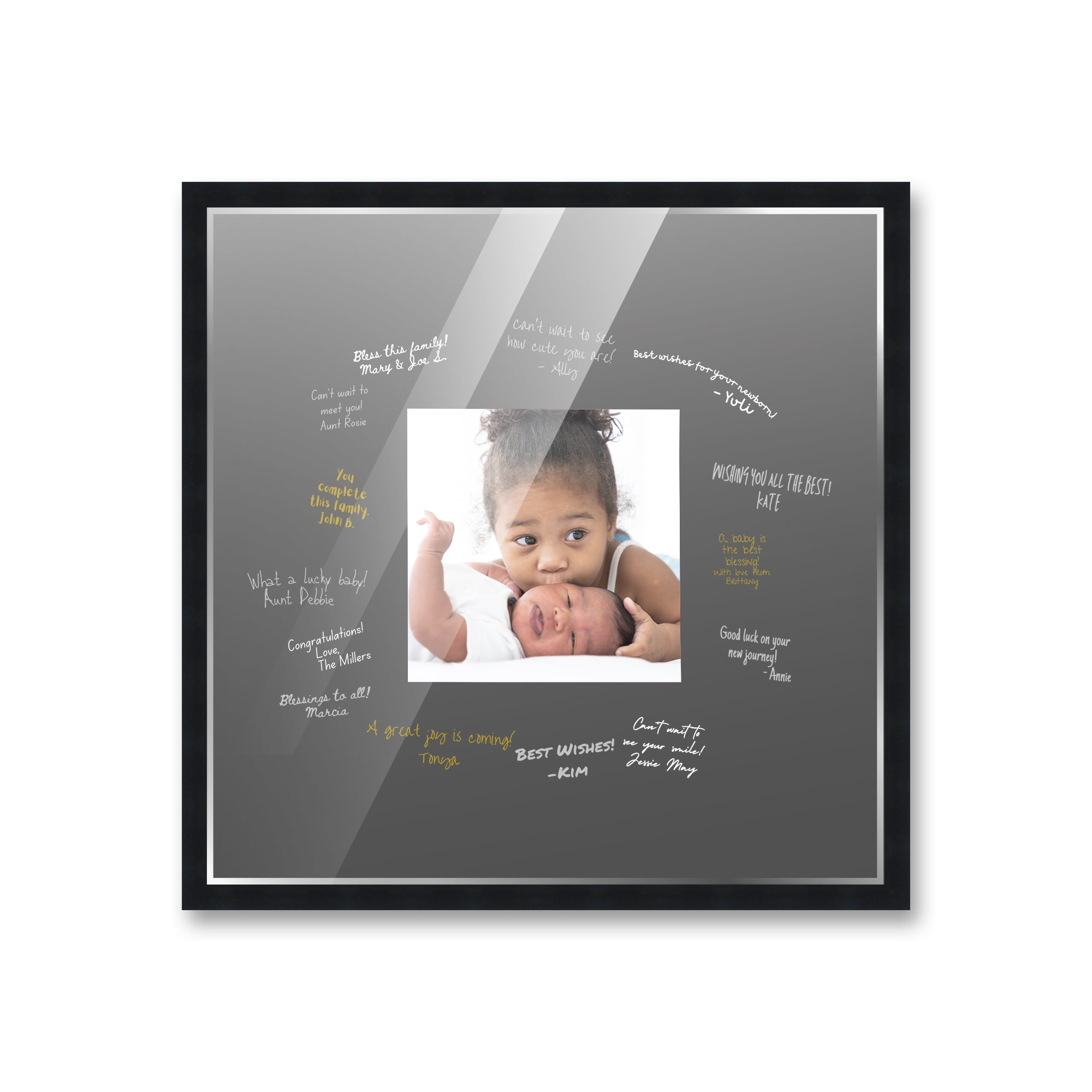 20x20 Black Autograph & Signature Frame with Black Square Photo Mat for ...