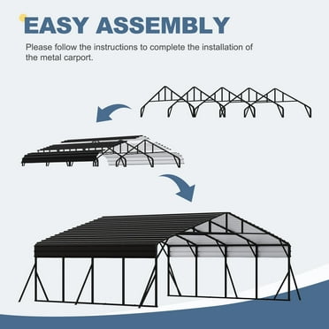 Walsunny 12X20 FT Carport, Heavy Duty Carport Canopy with Galvanized ...