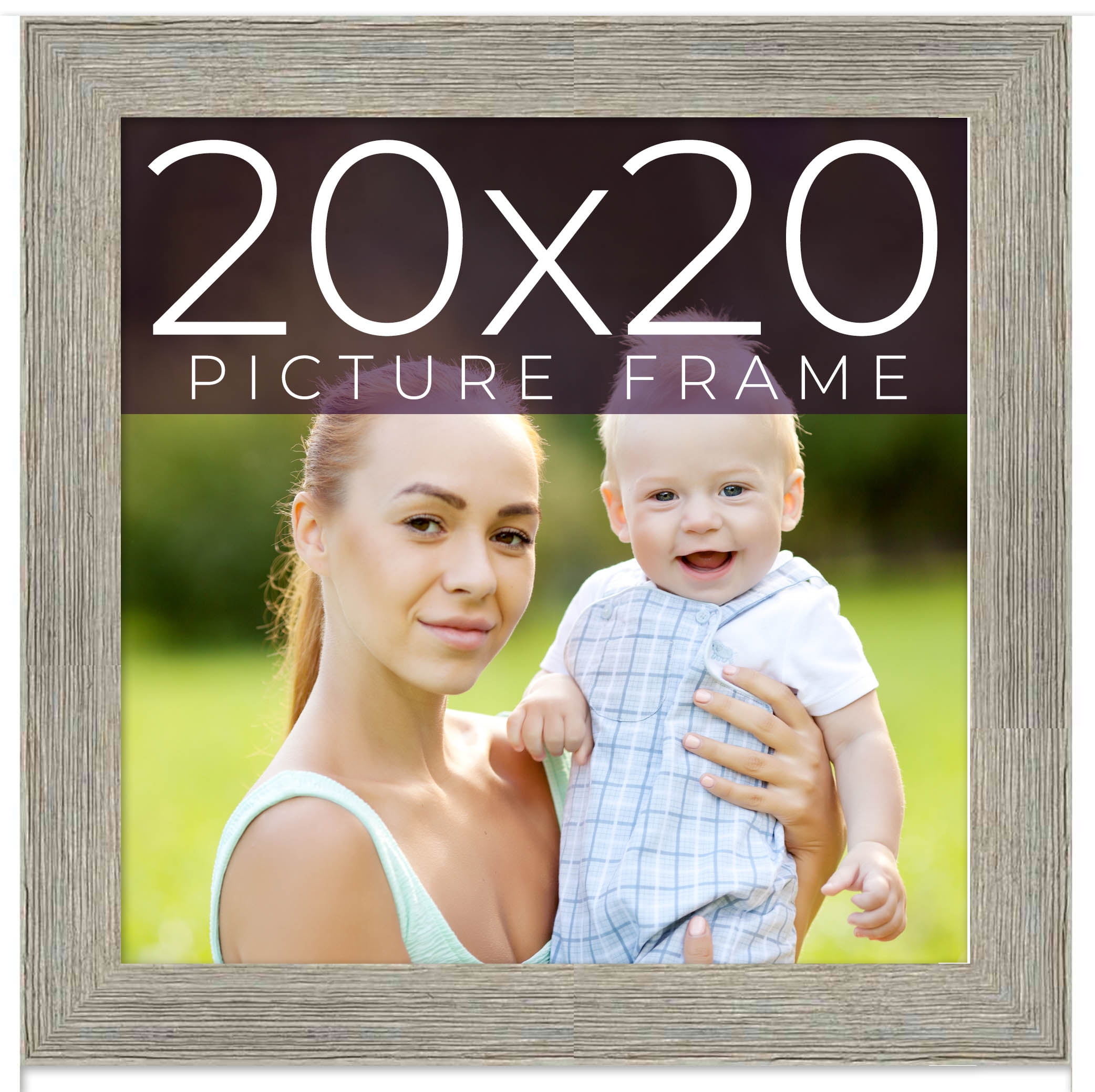 20x20 Frame Grey Real Wood Picture Frame Width 1.5 Inches | Interior ...