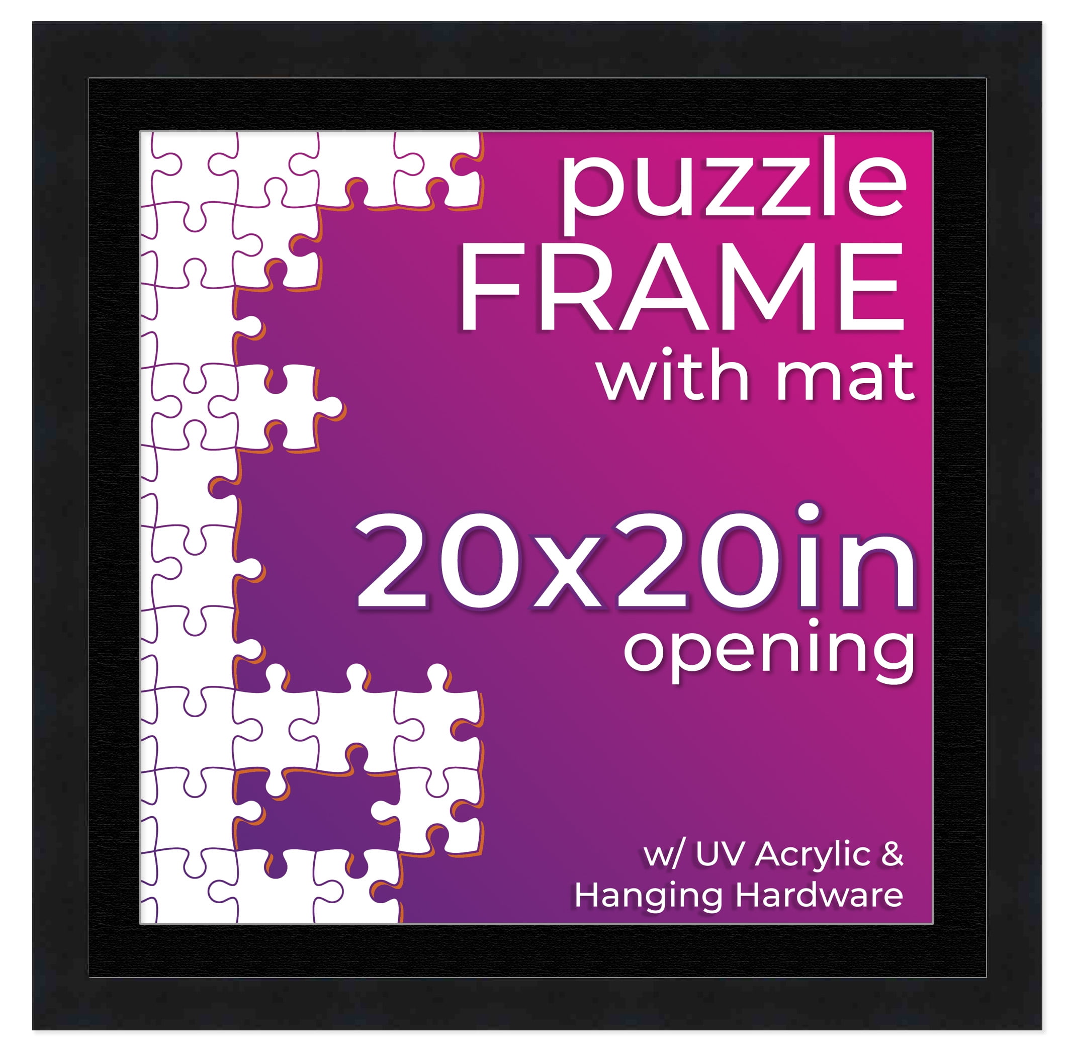 20x20 Jigsaw Puzzle Frame Kit - Kit Includes Puzzle Glue Sheets, Black ...