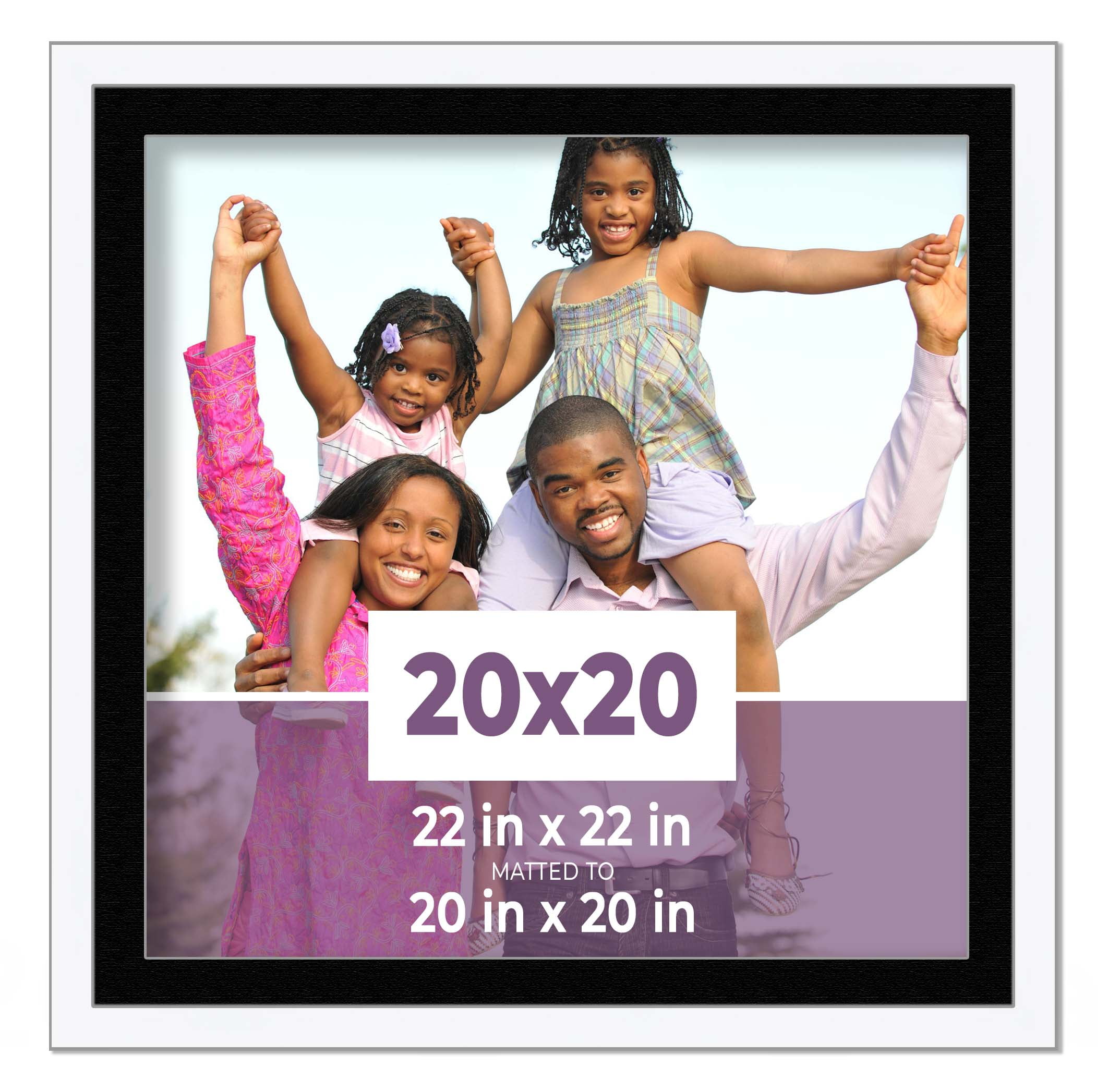 20x20 Frame White With Black Picture Mat For 20x20 Photo - White 22x22 ...