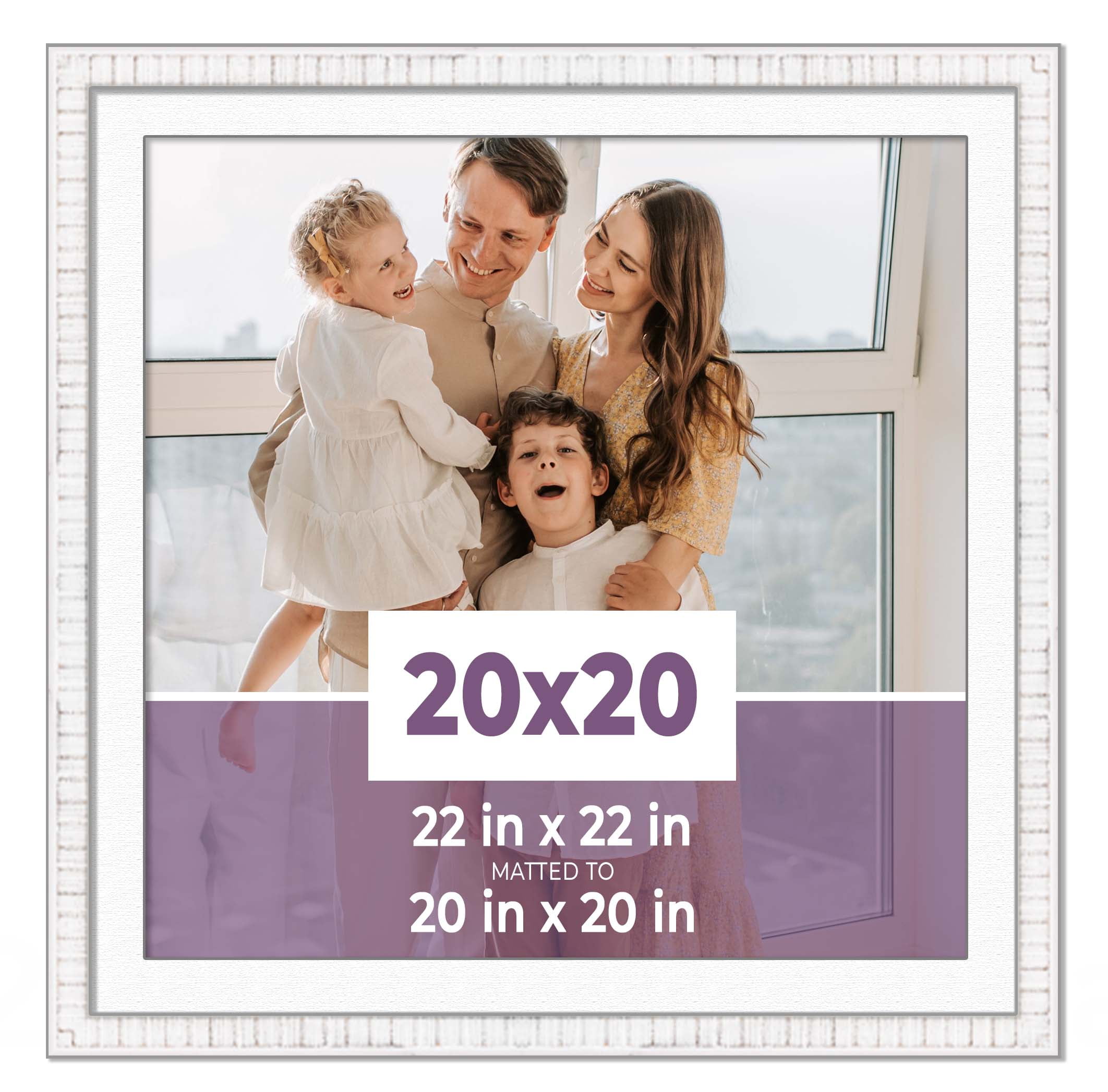 20x20 Frame White With White Picture Mat For 20x20 Photo - White 22x22 ...