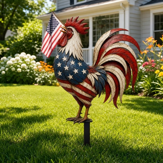 20x20 Inch Patriotic Seat Cushion, Star Pattern Chair Pad with Ties ...