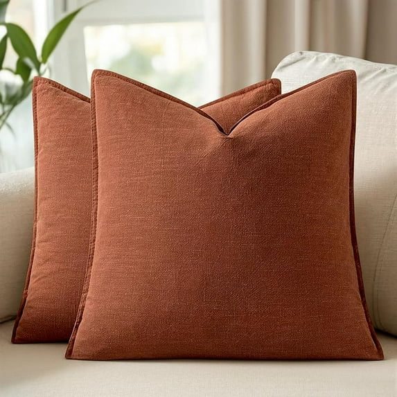 20x20 Inch Set of 2 Decorative Linen Solid Throw Pillow Covers Boho ...