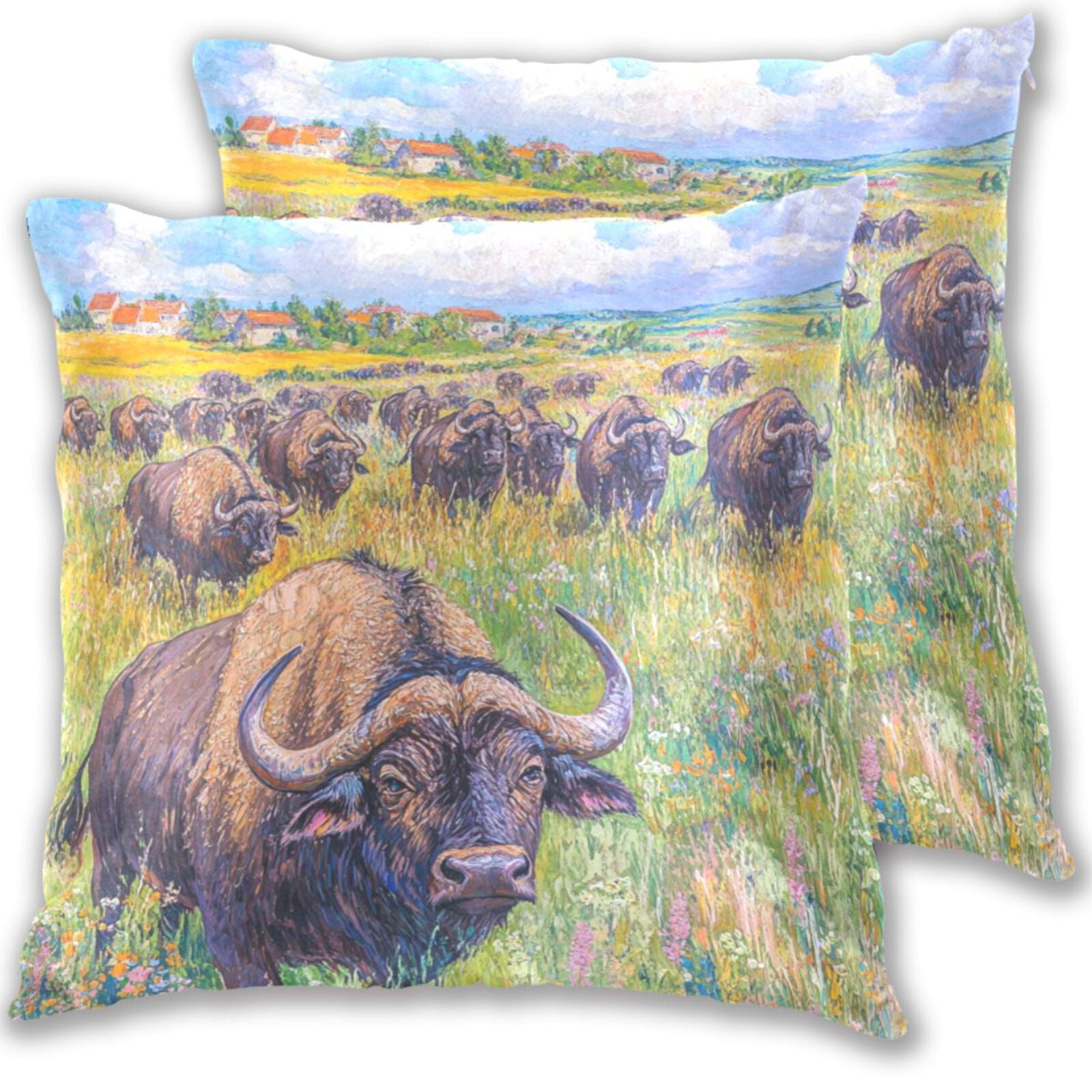 20x20 Inch Throw Pillow Covers 2-Pack - Cotton Velvet Double-Sided ...