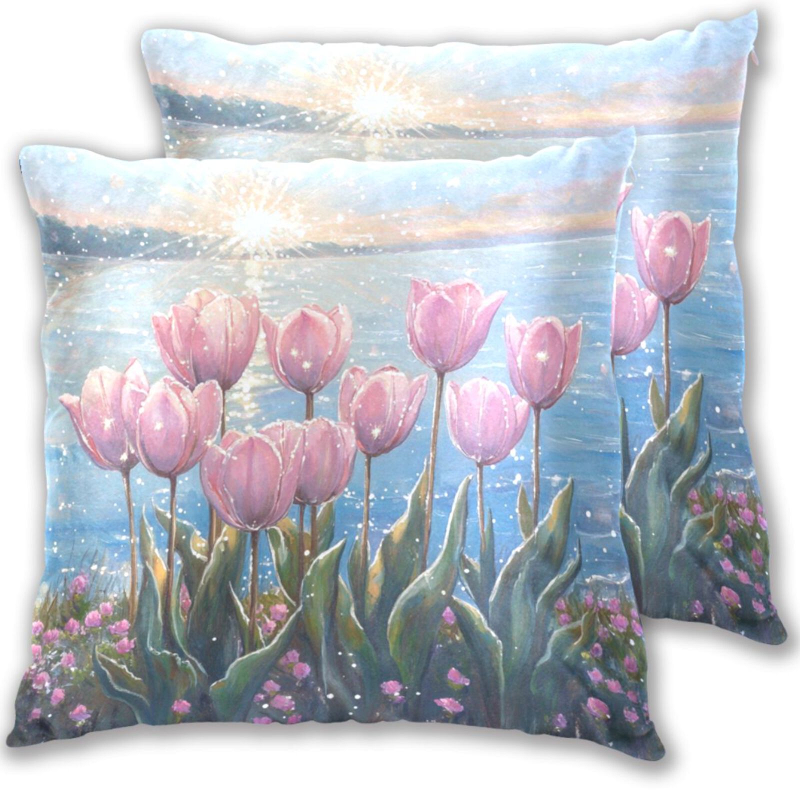 20x20 Inch Throw Pillow Covers 2-Pack - Cotton Velvet Double-Sided ...