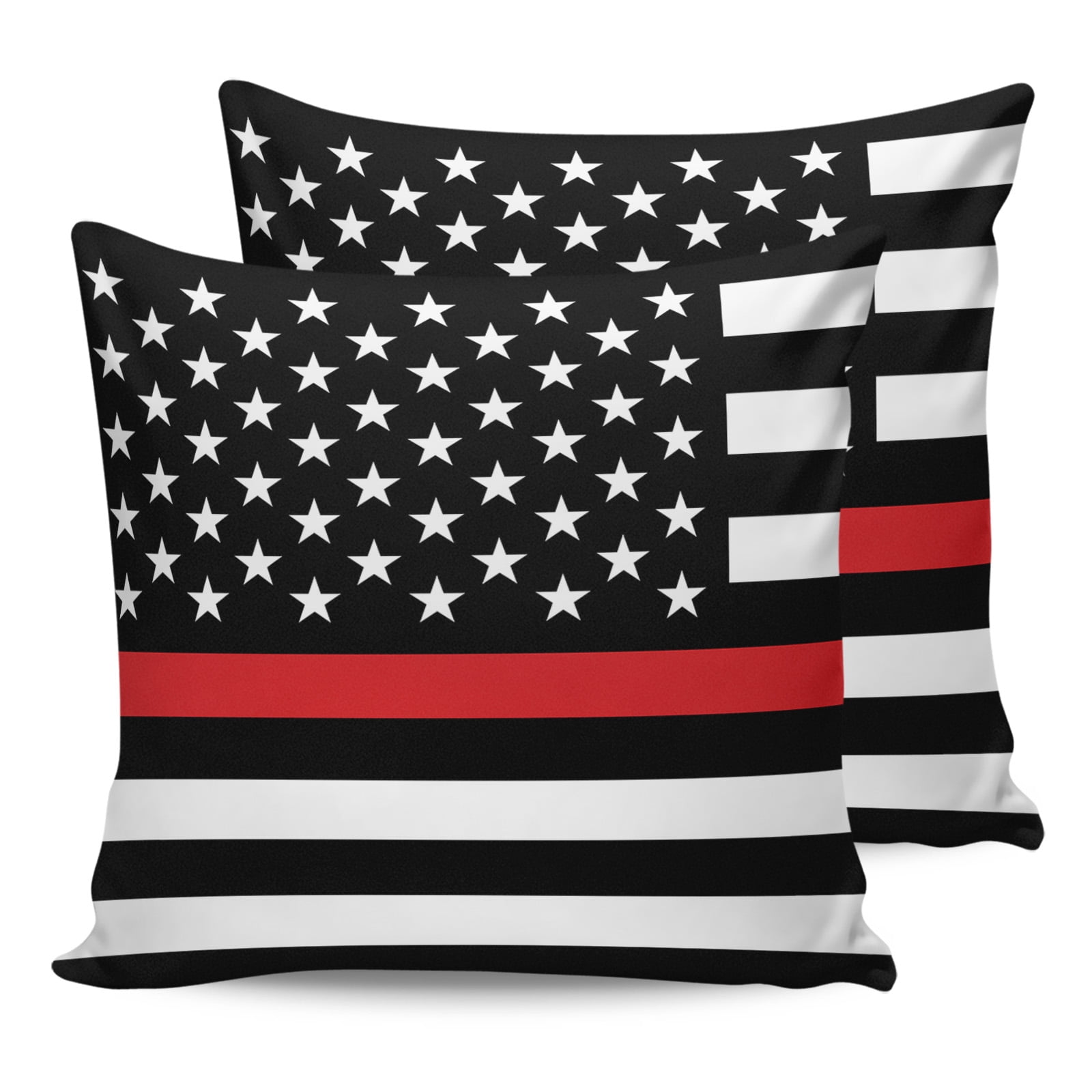 20x20 Pillow Covers Set of 2, Red White Stripe Fireman American Flag ...