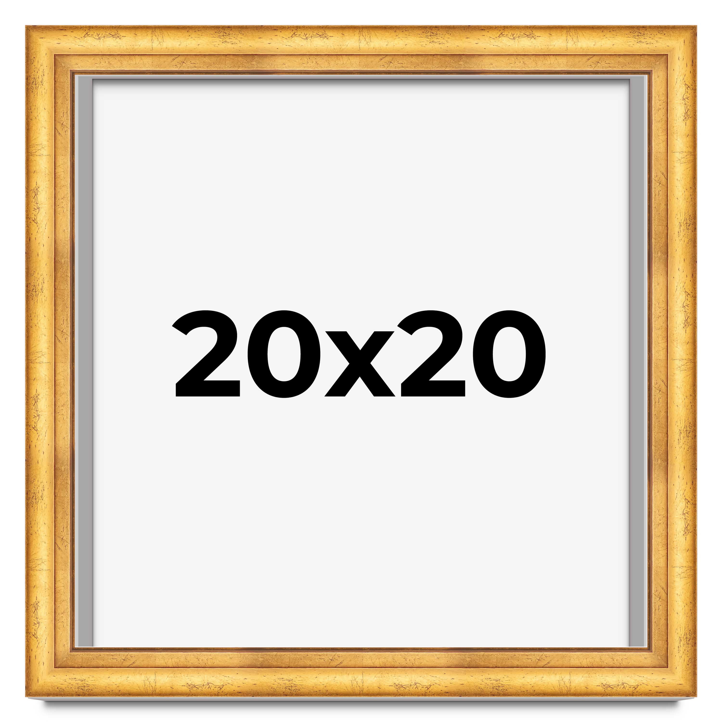 20x20 Shadow Box Frame Gold | 1.75 Inches Deep Real Wood Traditional ...