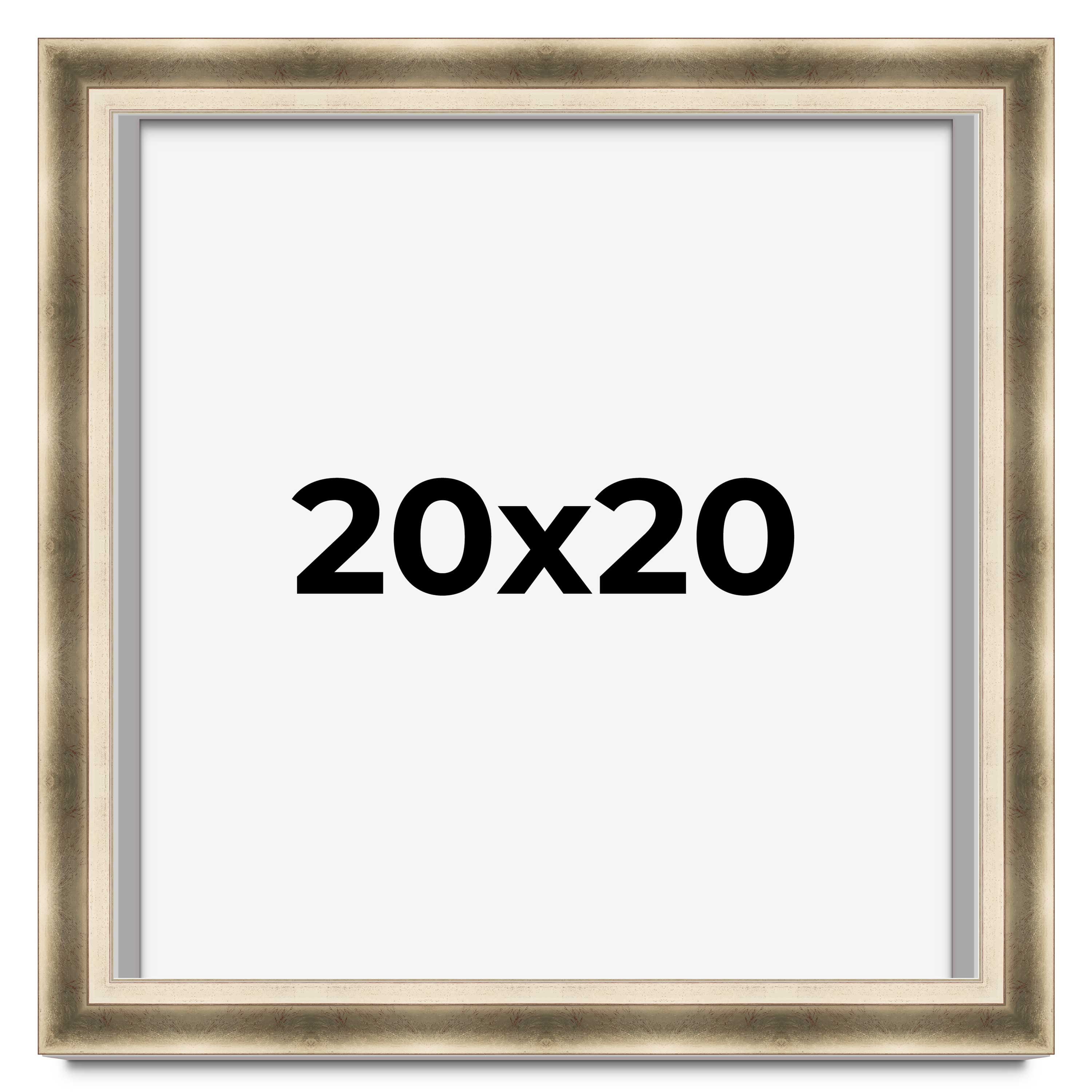 20x20 Shadow Box Frame Silver | 1.75 inches Deep Real Wood Traditional ...