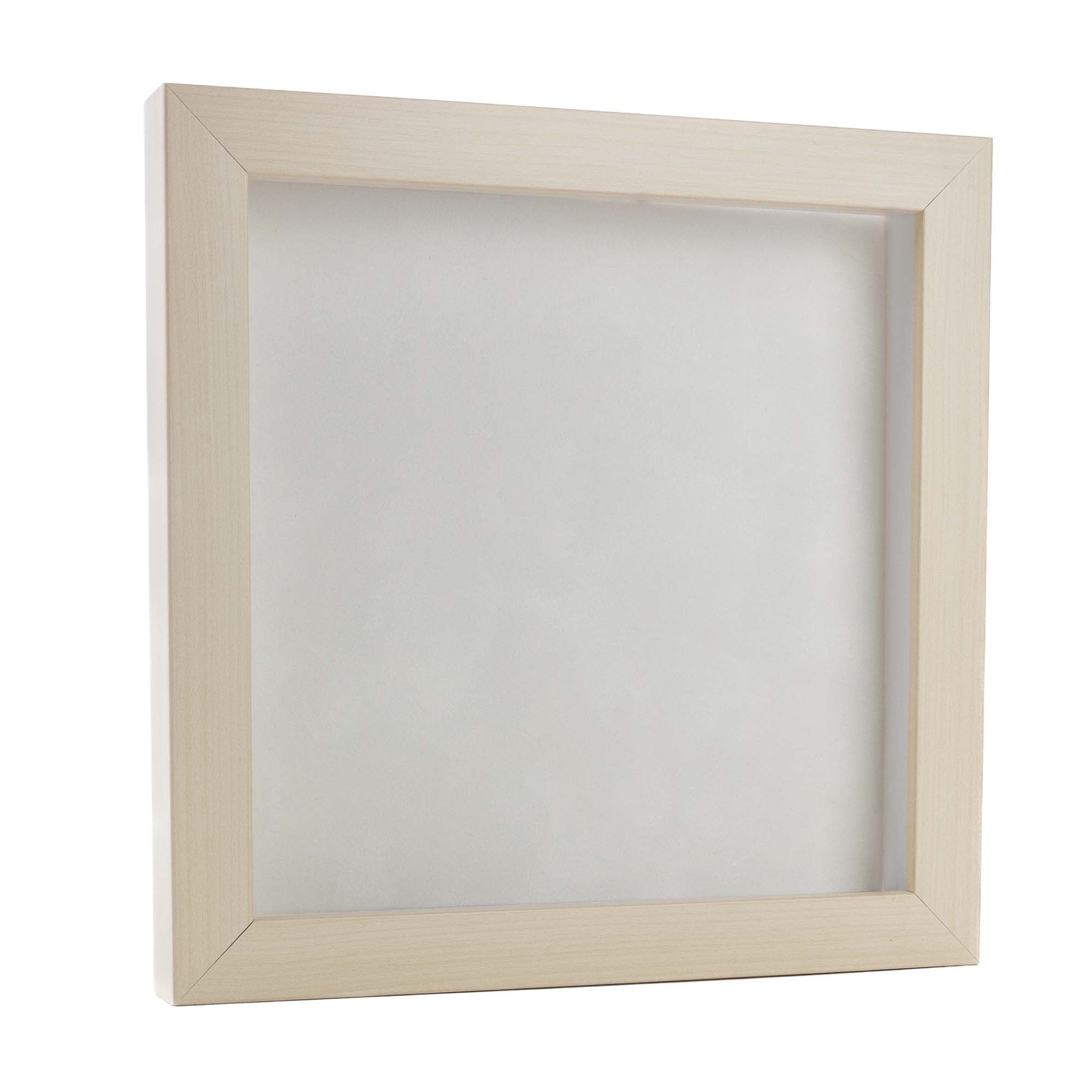 20x20 Shadow Box Frame White Washed Wood | With a 3/4" Usable Display ...