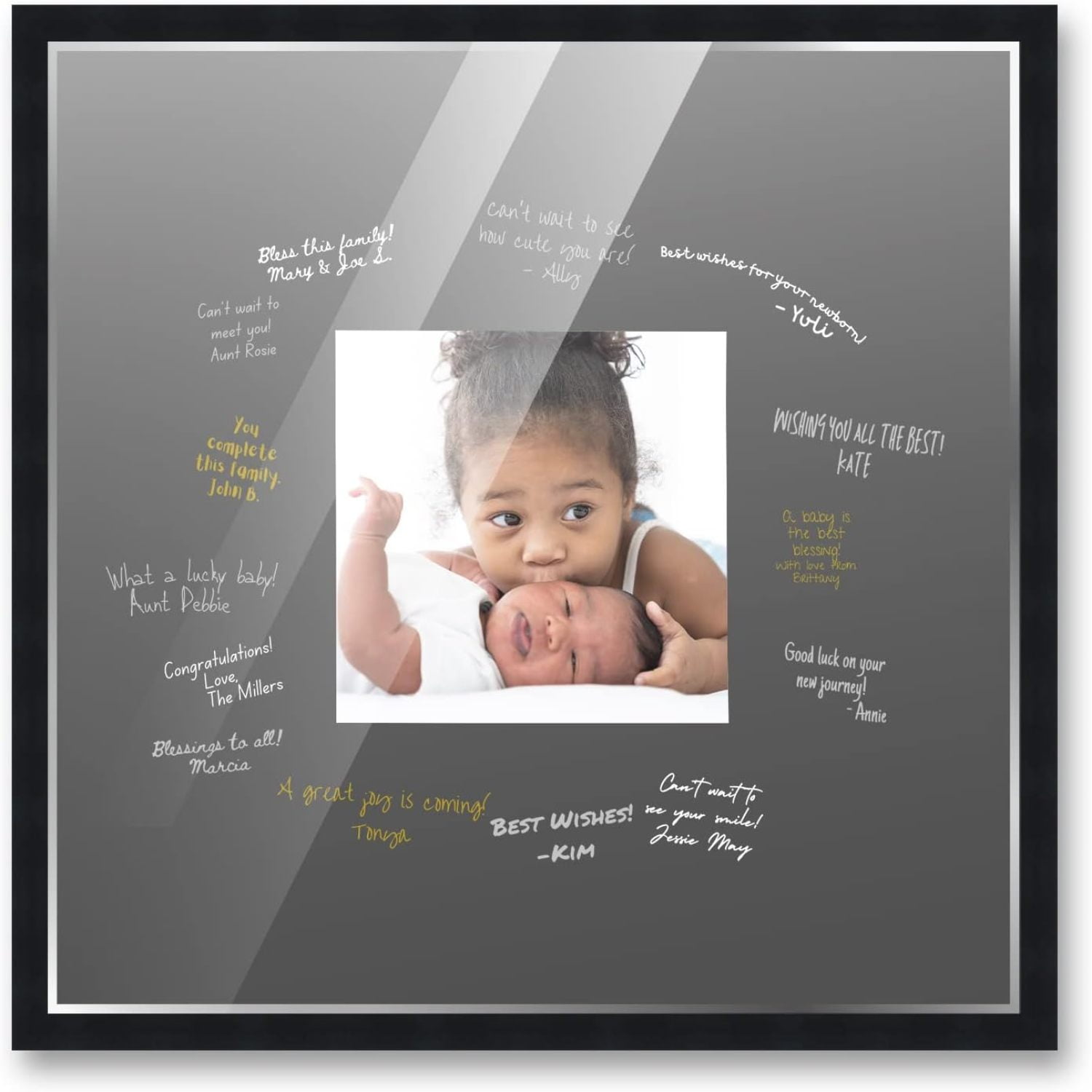 20x20 Square Black Autograph & Signature Picture Frame with Black ...