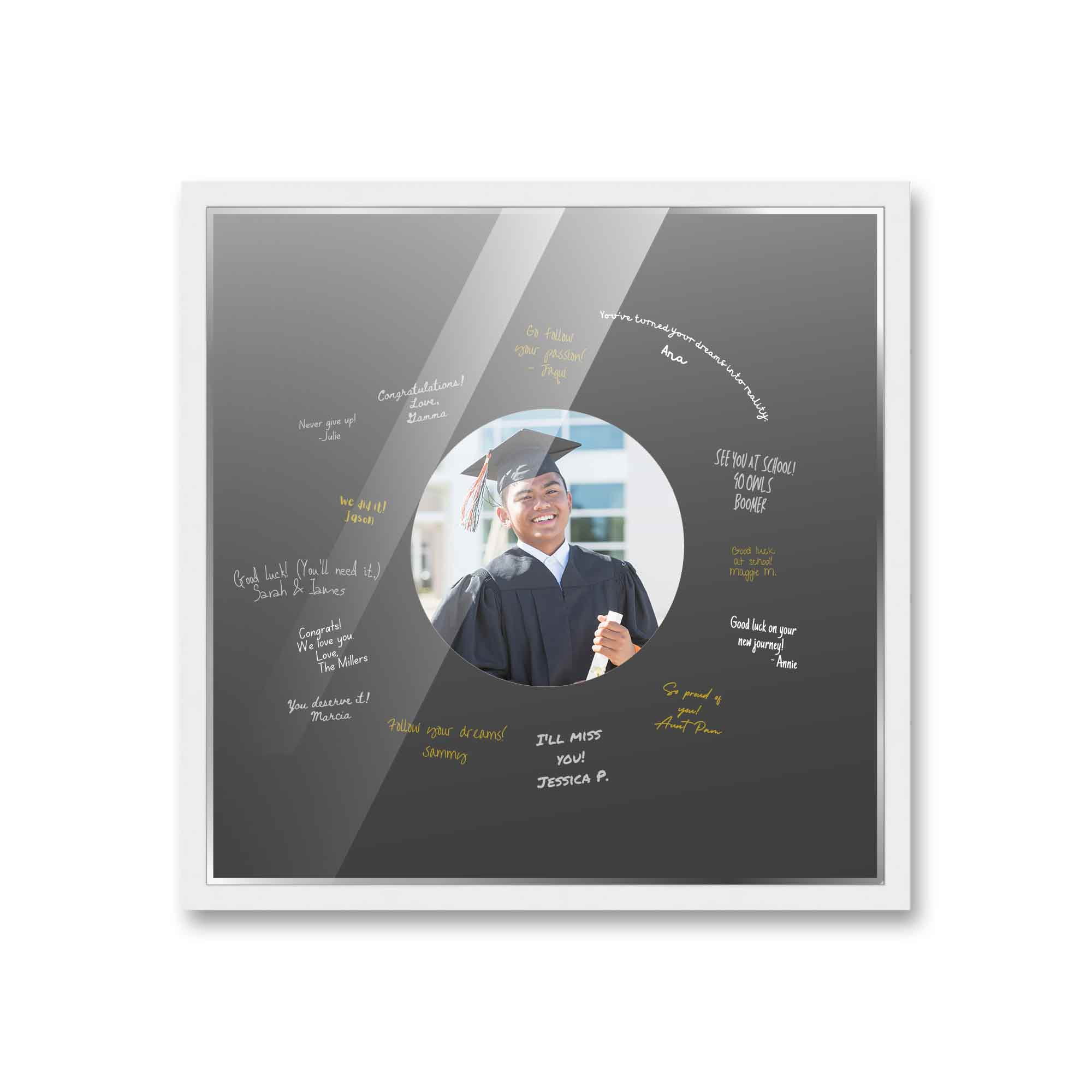 20x20 Square White Autograph & Signature Picture Frame w/ Black Circle ...
