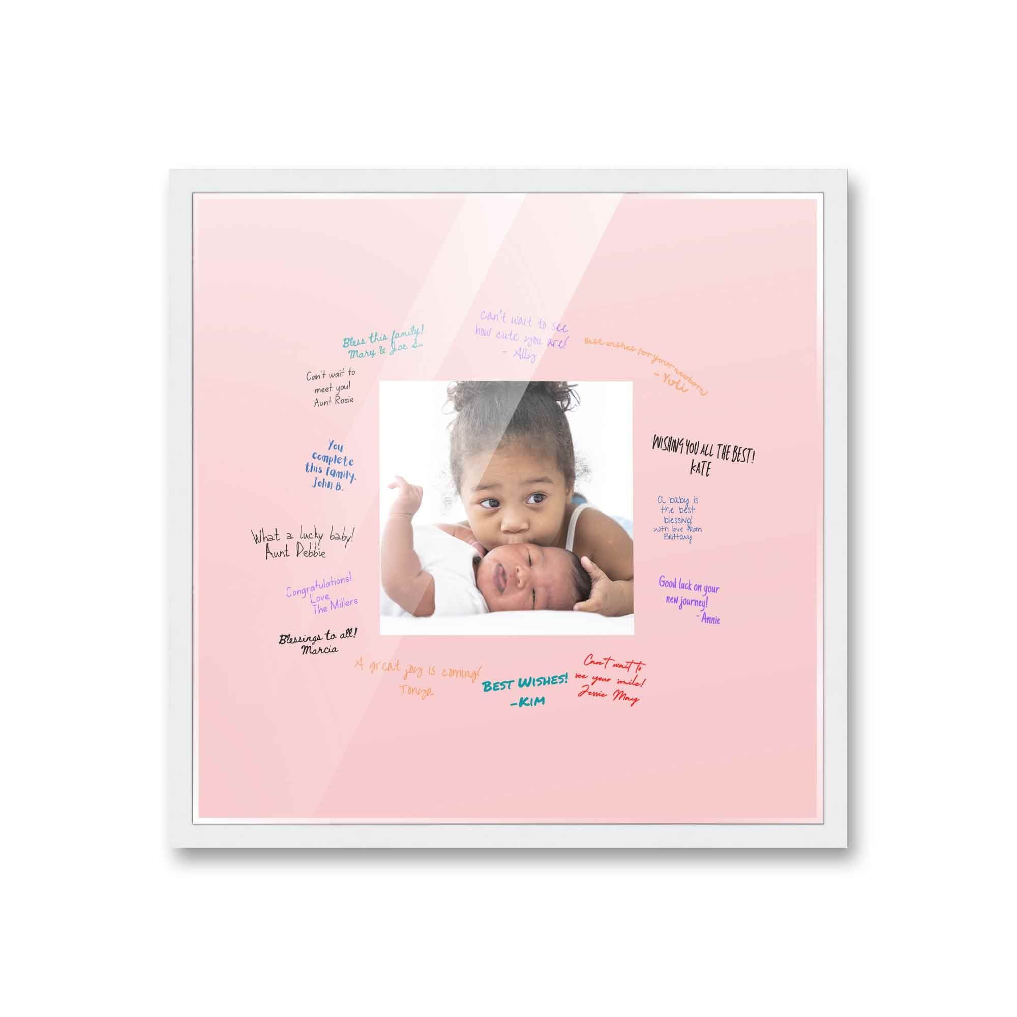 20x20 White Autograph & Signature Frame with Pink Square Photo Mat for ...