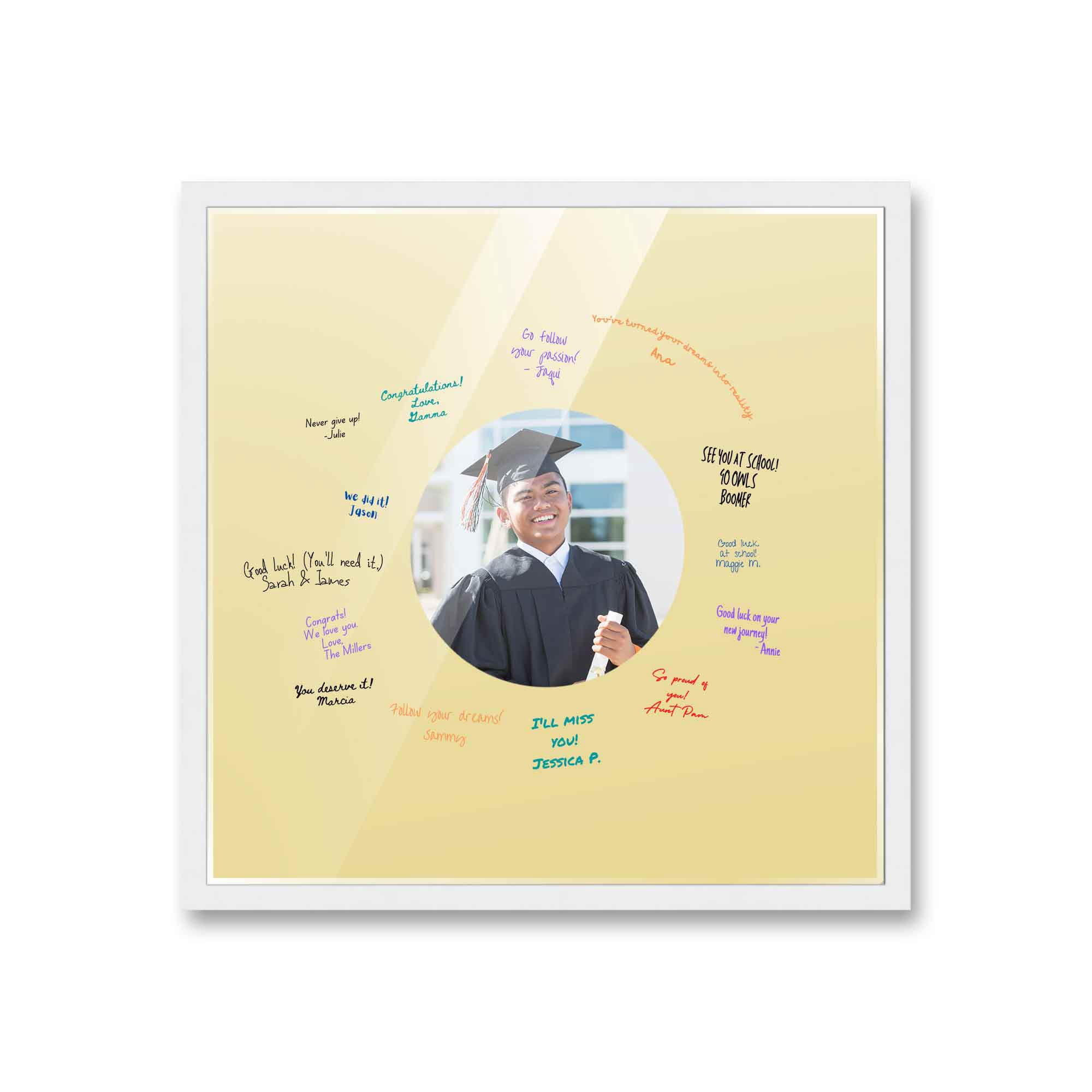 20x20 White Autograph & Signature Frame with Yellow Circle Photo Mat ...