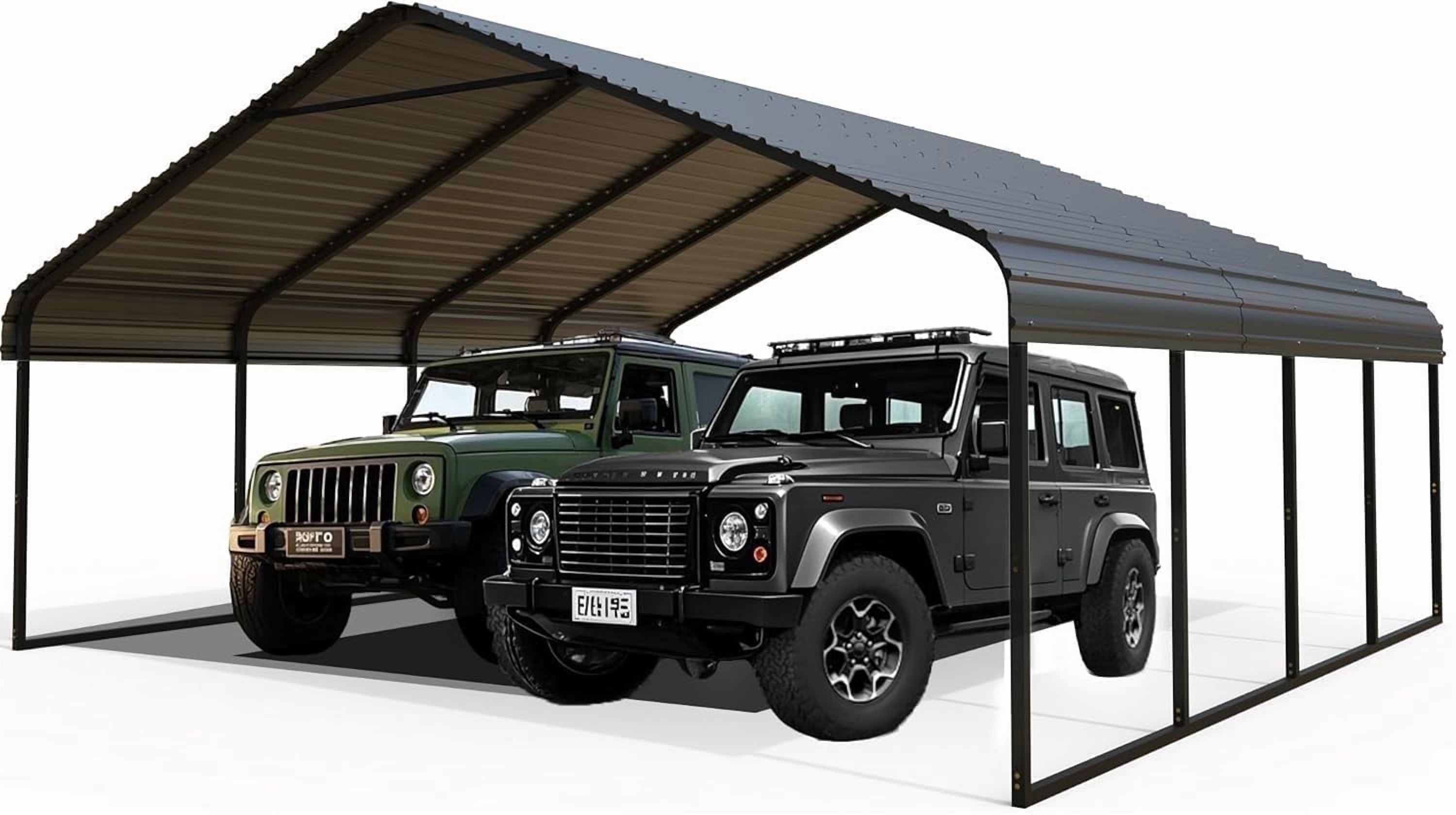20x20 ft Portable Garage Heavy-Duty Metal Carport Canopy Kit，All ...