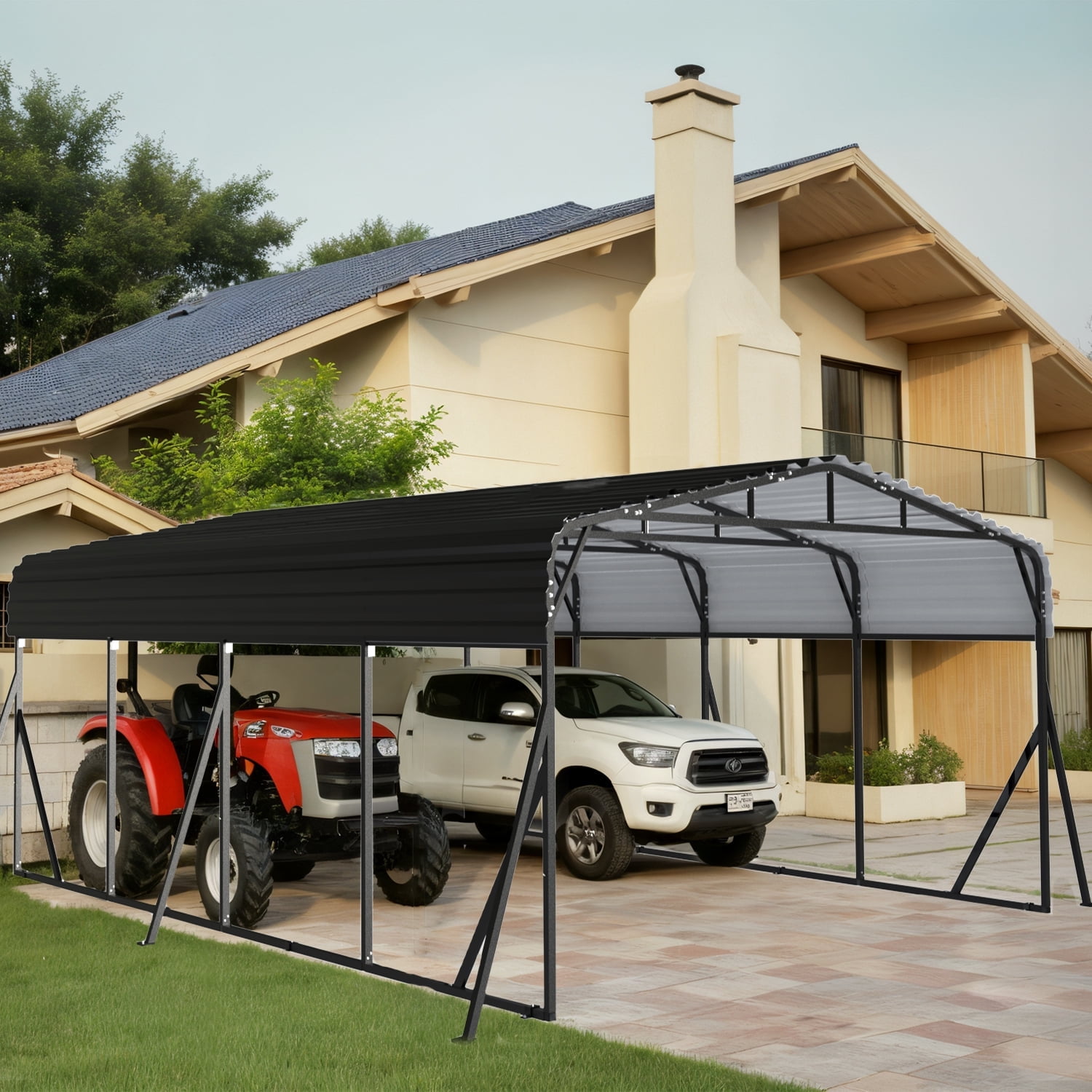 20x20FT Metal Carport, Heavy Duty Car Port Canopy with Aluminum Alloy ...