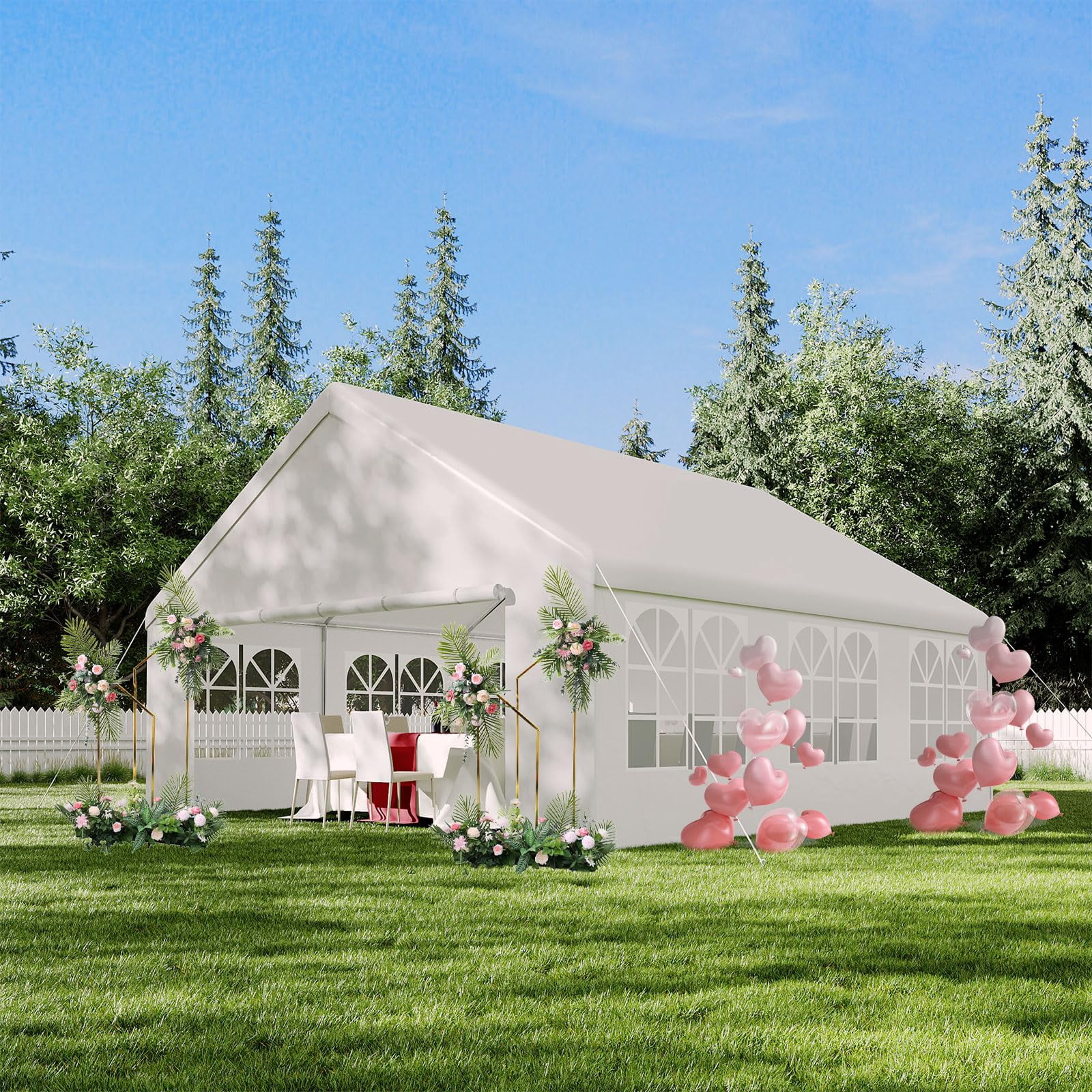 20x20FT Outdoor Gazebo, Large Event Shelter with 6 Removable Sidewalls ...