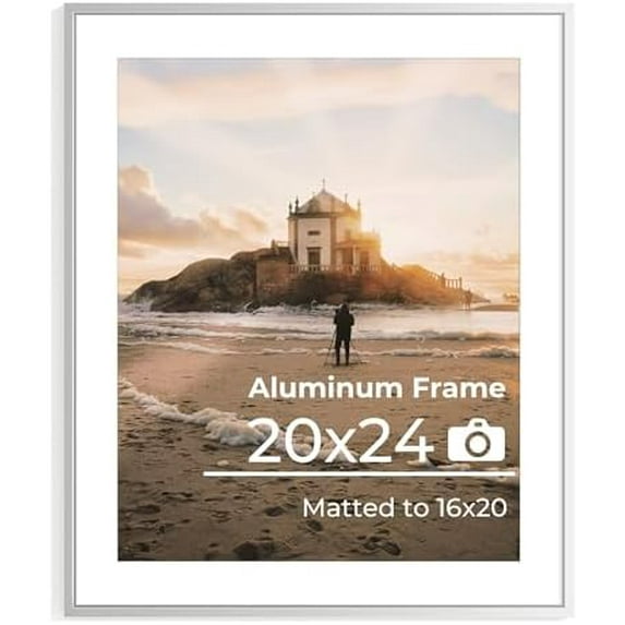20x24 Picture Frame, 20x24 Metal Picture Frame With Mat For 16x20 Photo ...