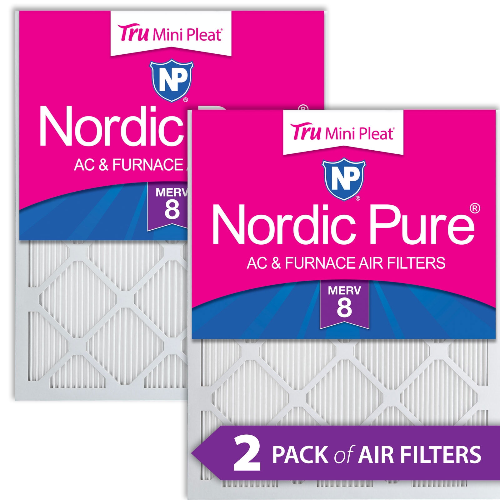 20x24x1 (19_1/2x23_7/16) Nordic Pure Tru Mini Pleat MERV 8 Air Filters ...