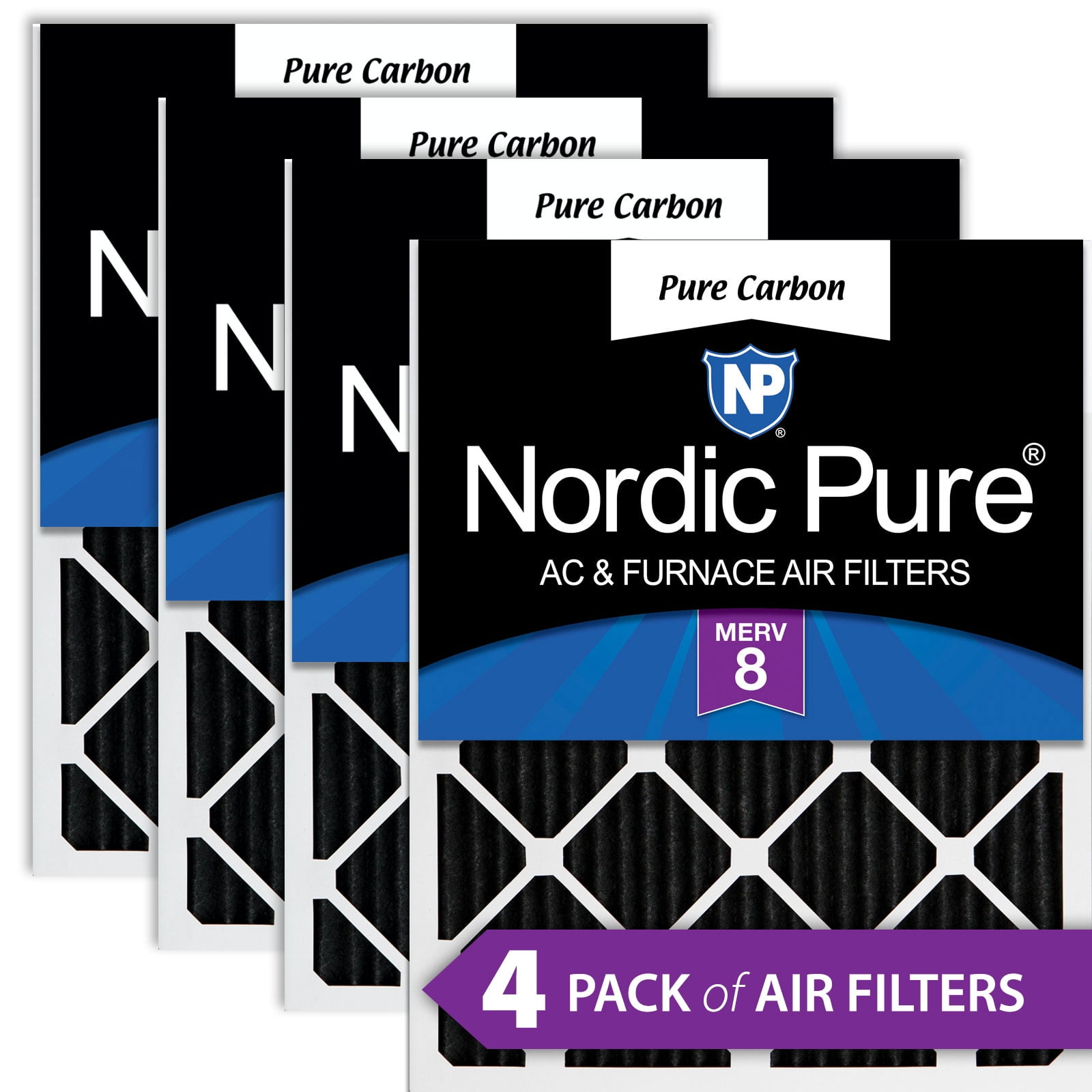 20x25x1 (19_1/2x24_1/2) Pure Carbon Odor Reduction Furnace Air Filters ...
