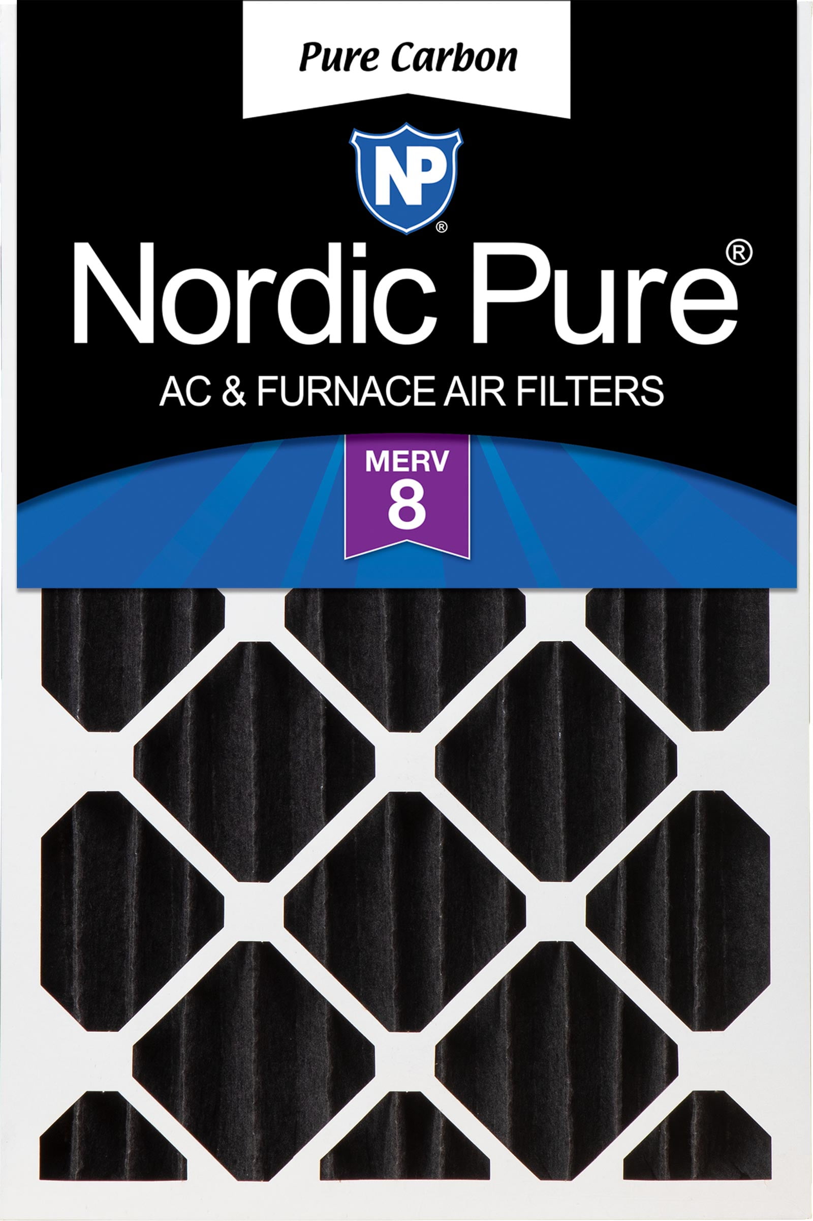 20x25x4 (3 5/8) Pure Carbon Pleated Odor Reduction Merv 8 Furnace ...