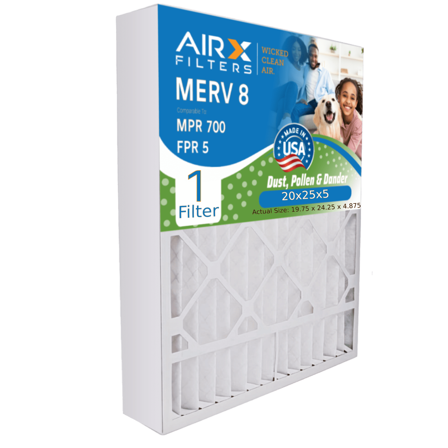 20x25x5 Air Filter MERV 8 Comparable to MPR 700 & FPR 5 Compatible with ...
