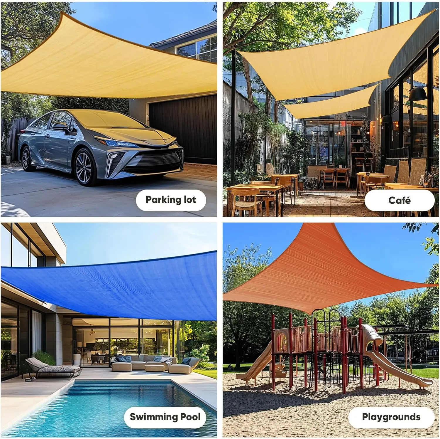 20x26ft Heavy-Duty Rectangular Sun Shade Sail, 185GSM UV Block Outdoor ...