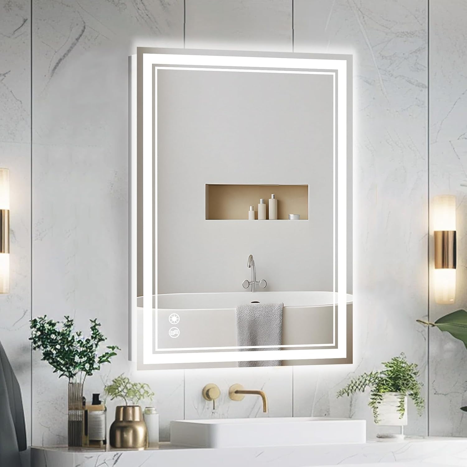 20x28'' Bathroom Mirror with Lights Brightness Frameless LED Mirror for ...