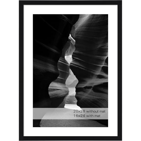 20x28 Picture Frame with Mat, Black Poster Frame, Display Pictures ...
