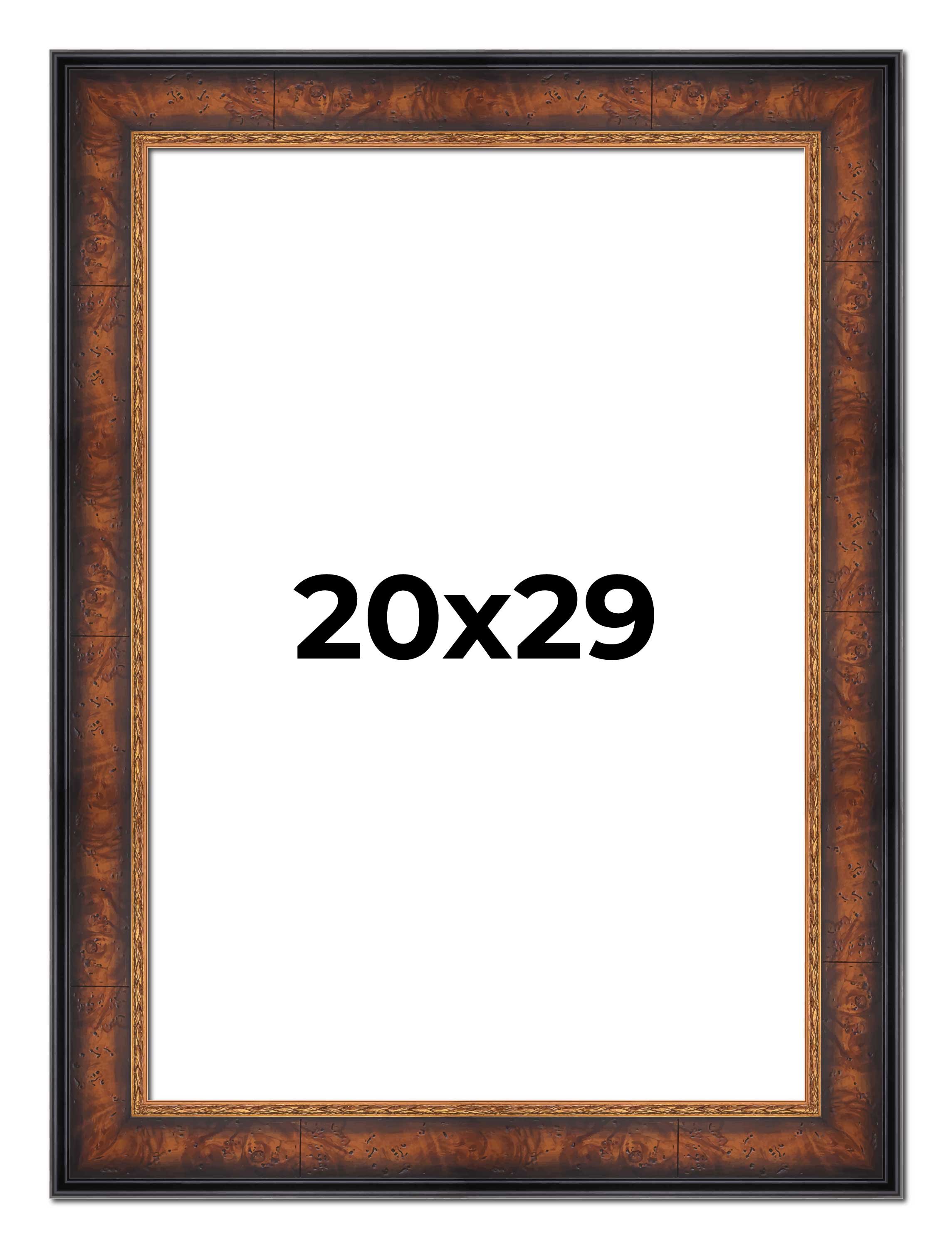 20x29 Frame Brown Walnut Gold Ornate Trim Solid Wood Plein Air Picture ...