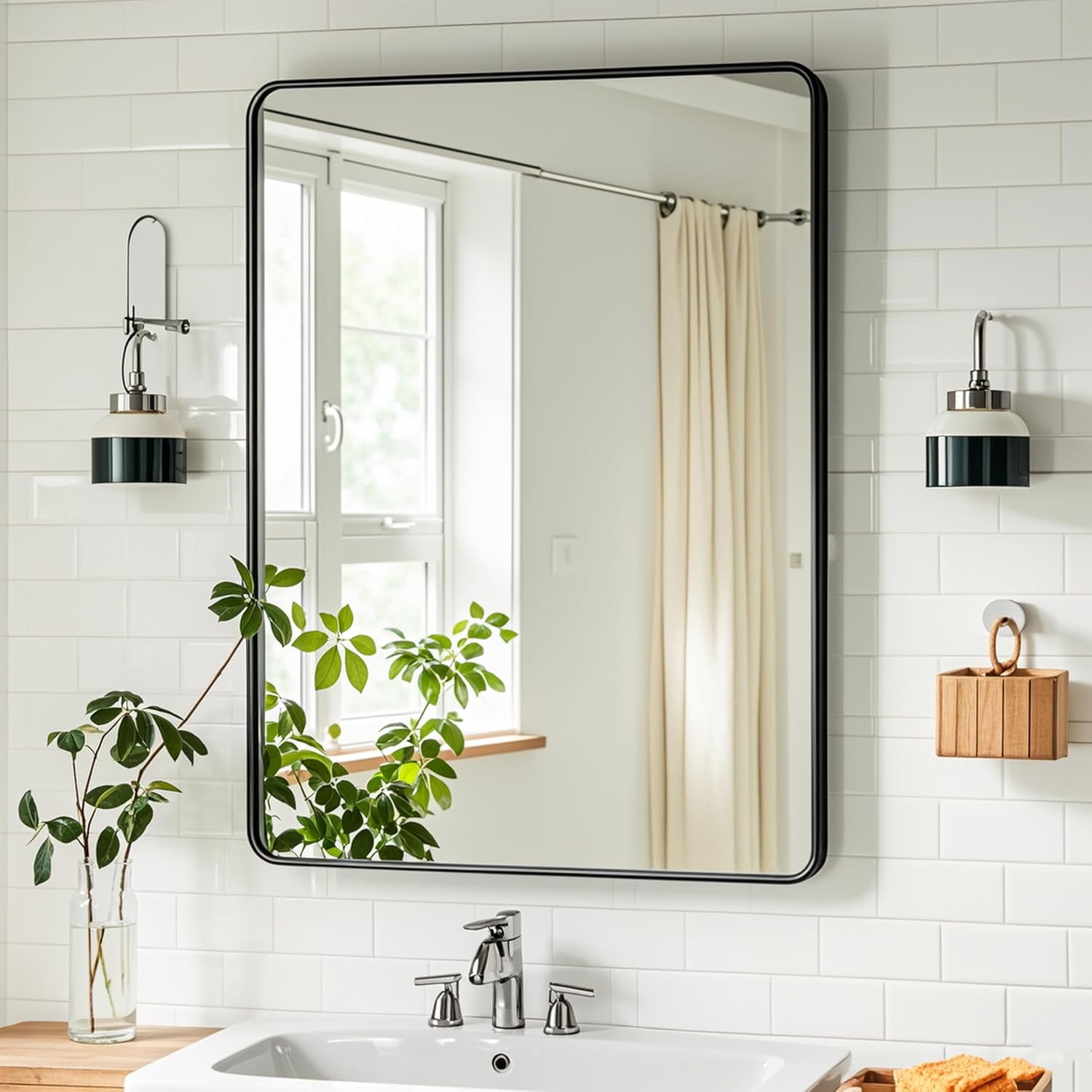 20x30 Black Rectangle Bathroom Mirrors for Over Sink, Bathroom Vanity ...