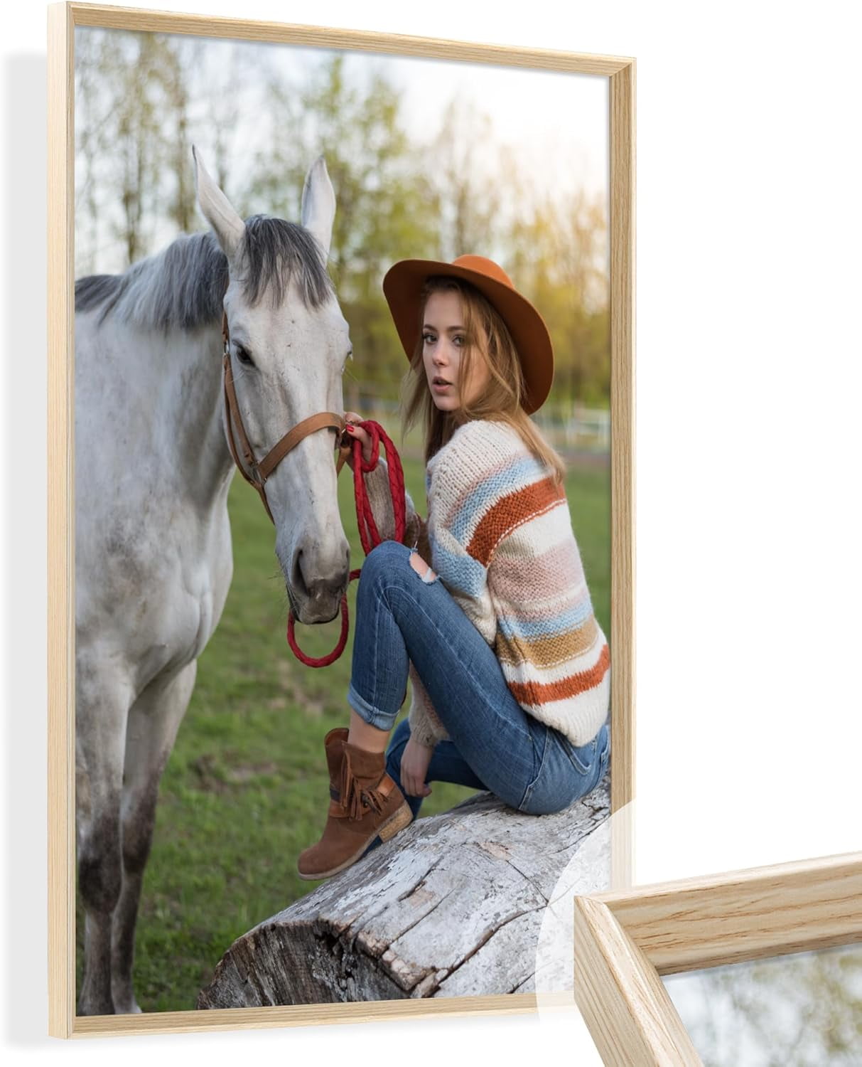 20x30 Picture Frame with Deep and Bevel Border, Rustic Wooden Photo ...