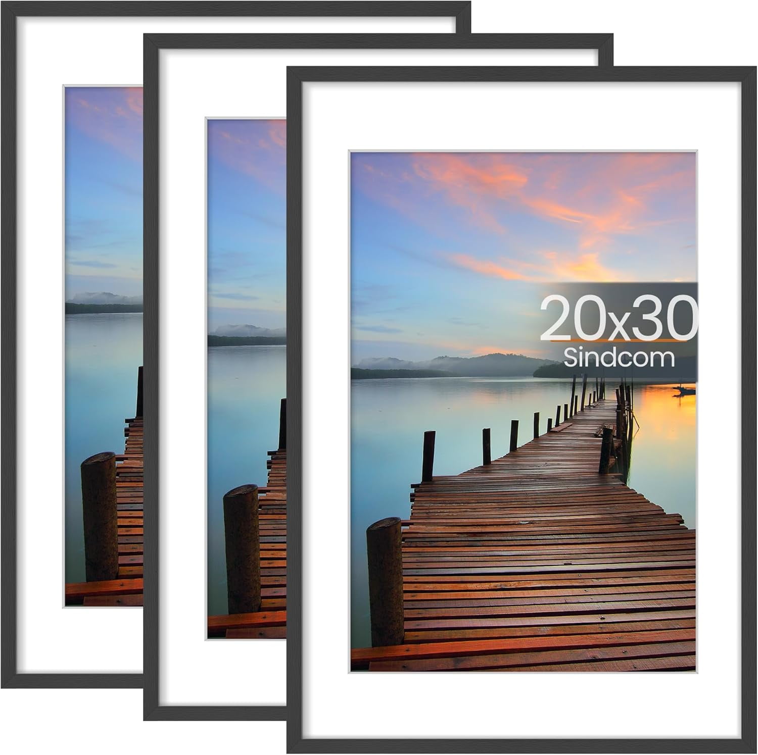 20x30 Poster Frame 3 Pack, Picture Frames with Detachable Mat for 16x24 ...