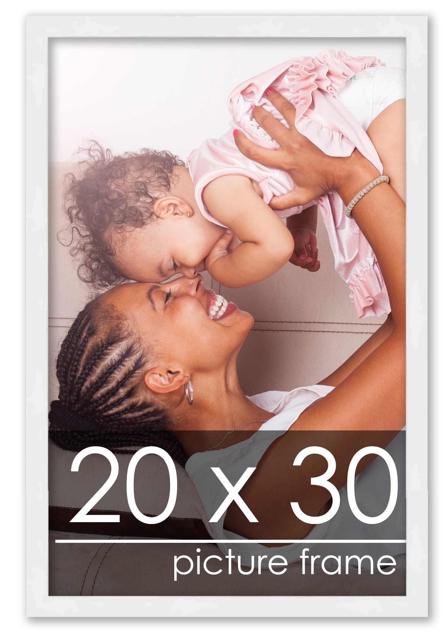 20x30 White Wood Picture Frame - UV Acrylic, Foam Board Backing ...