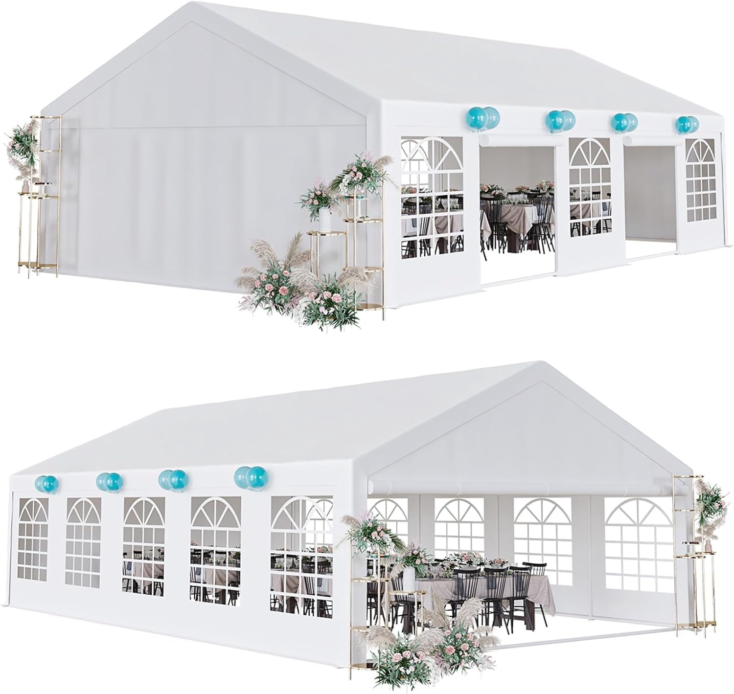 20x32 Ft Party Tent Heavy Duty Wedding Canopy with White Large Roof ...