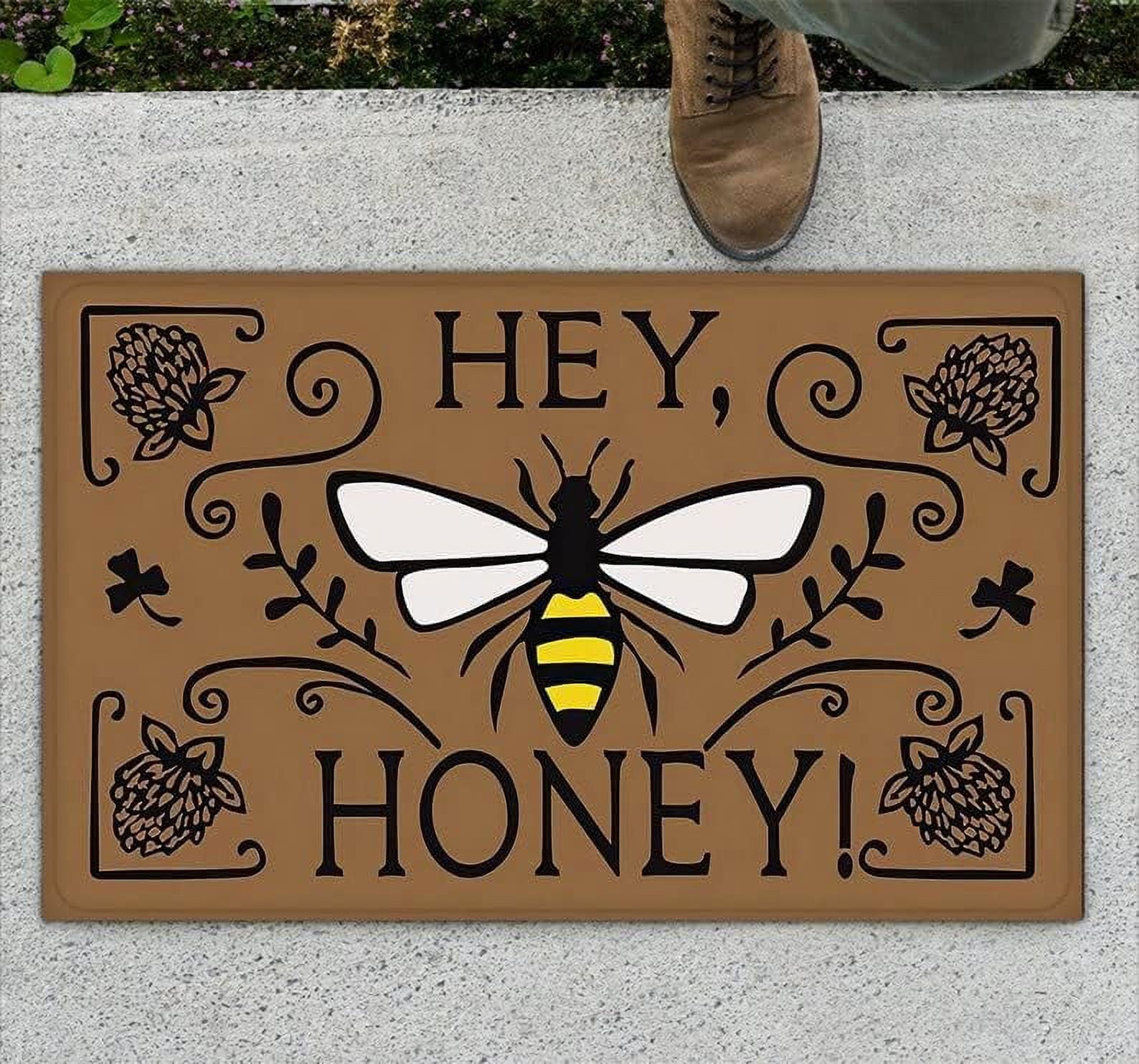 20x32 Inch Indoor Outdoor Doormat Hey Honey Bee Welcome Non-Slip Mats ...