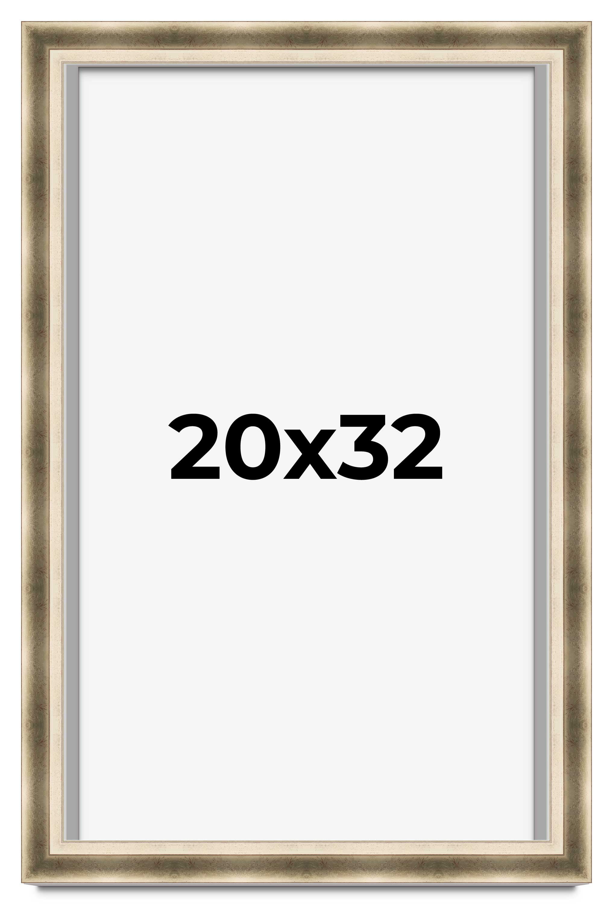 20x32 Shadow Box Frame Silver | 1.75 inches Deep Real Wood Traditional ...