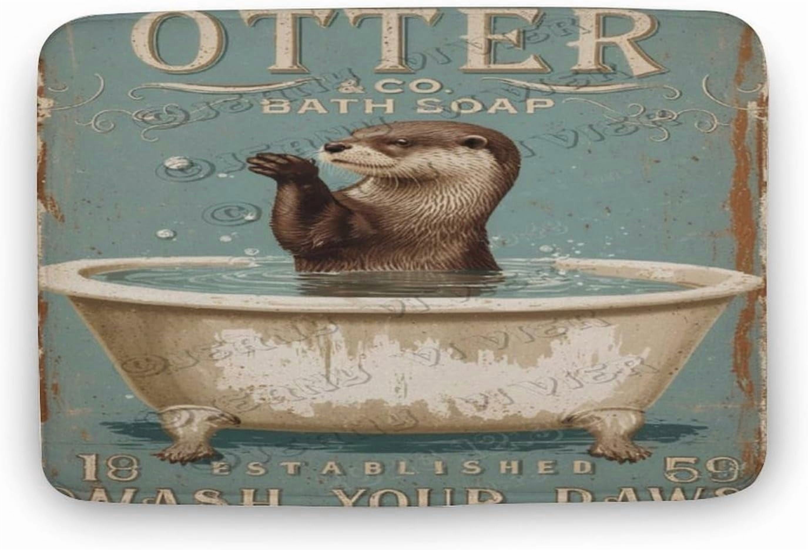20x32 inches Rustic Bathroom Rug - Otter Wash Your Paws - Stylish and ...